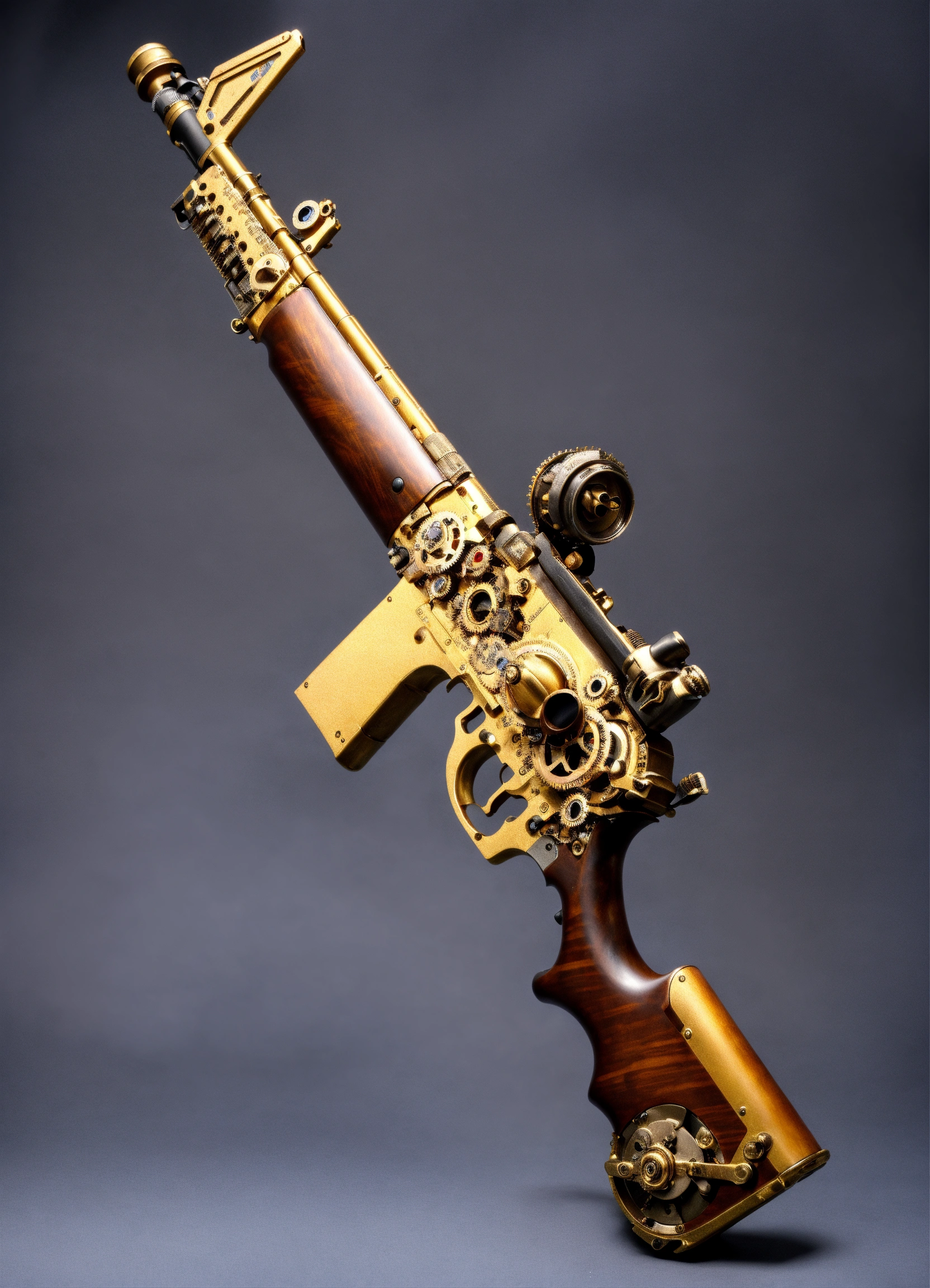 Lexica - Full side view of a steampunk rifle
