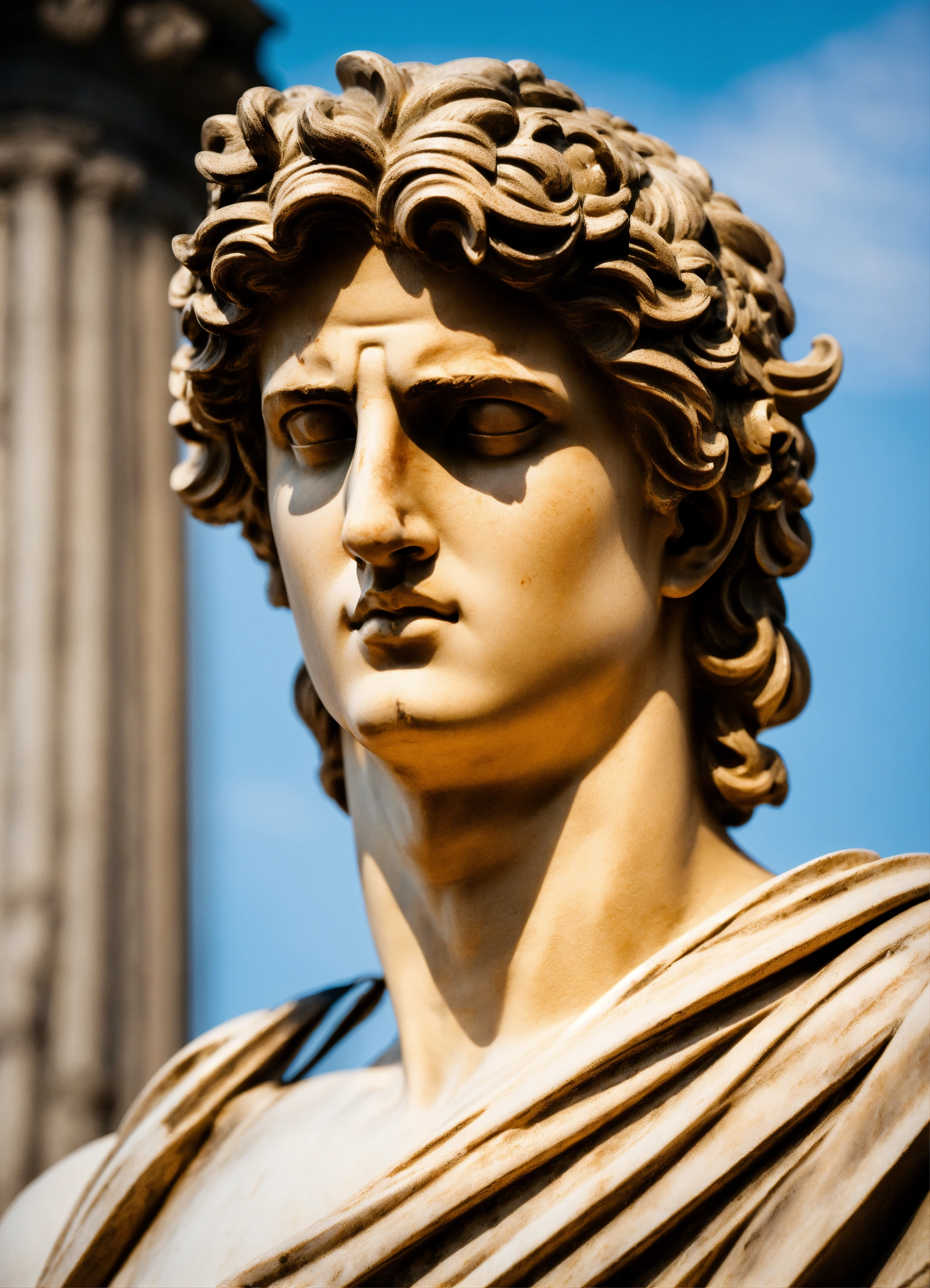 Lexica - A Young Greek God Statue with middelparting Hair out of Marbel ...