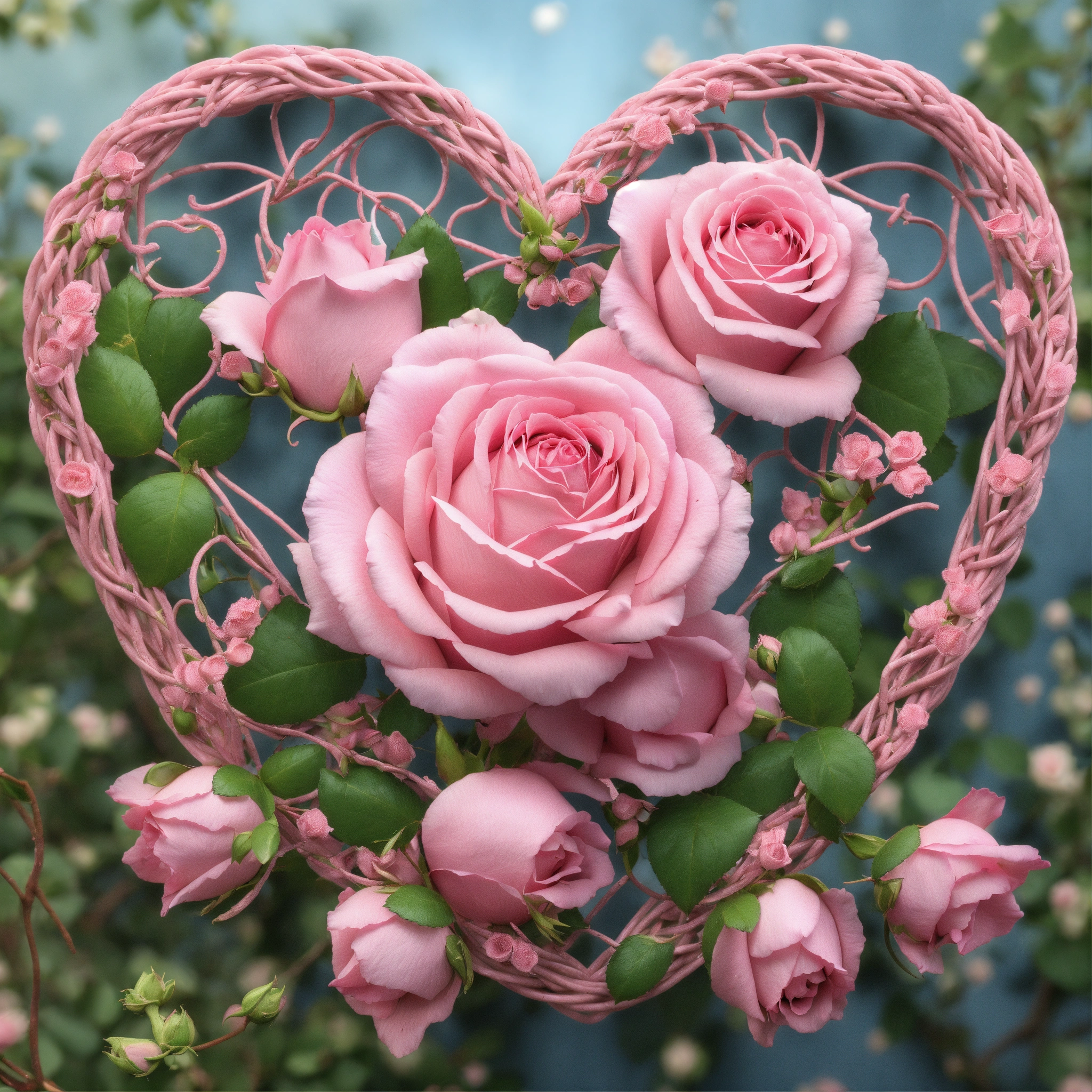 Lexica - Imagine 4 vines of intertwined small pretty pink rose buds ...