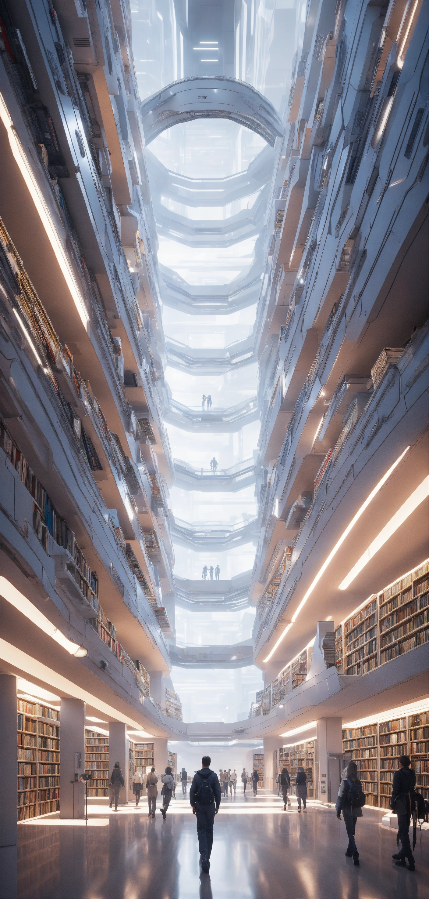 Lexica - An extremely tall sci-fi library in the interior of a ...
