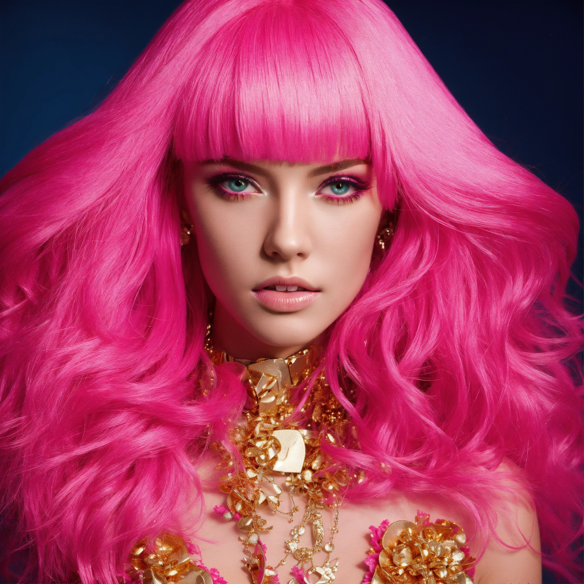 Lexica - Hot Gold Full Body Pink Gold Hot Pink Hair, Hot Pink Hair, Hot Pink Eyes, Hot Pink Hair ...