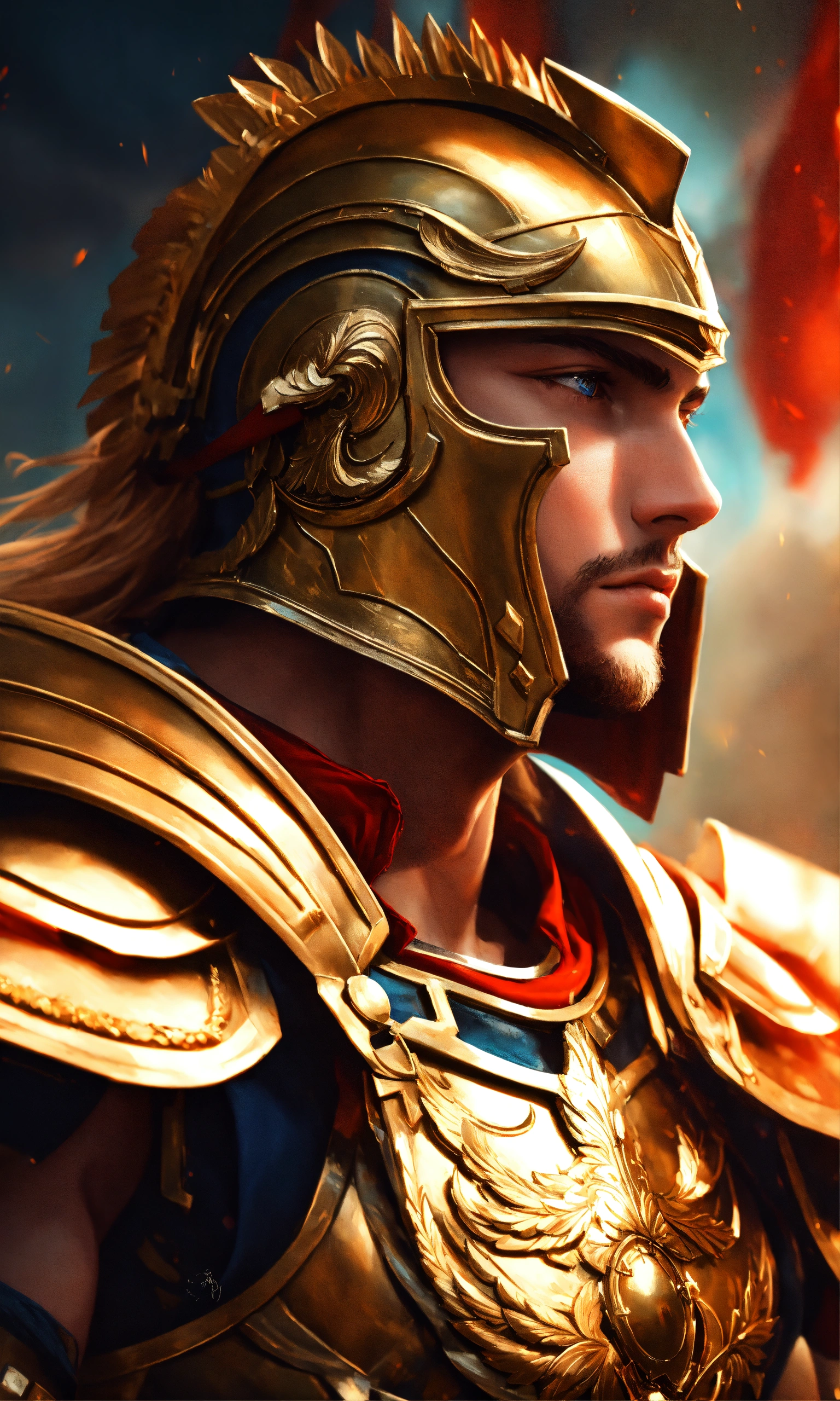 Lexica - Portrait of achilles, greek helm, armor, stunning beautiful ...