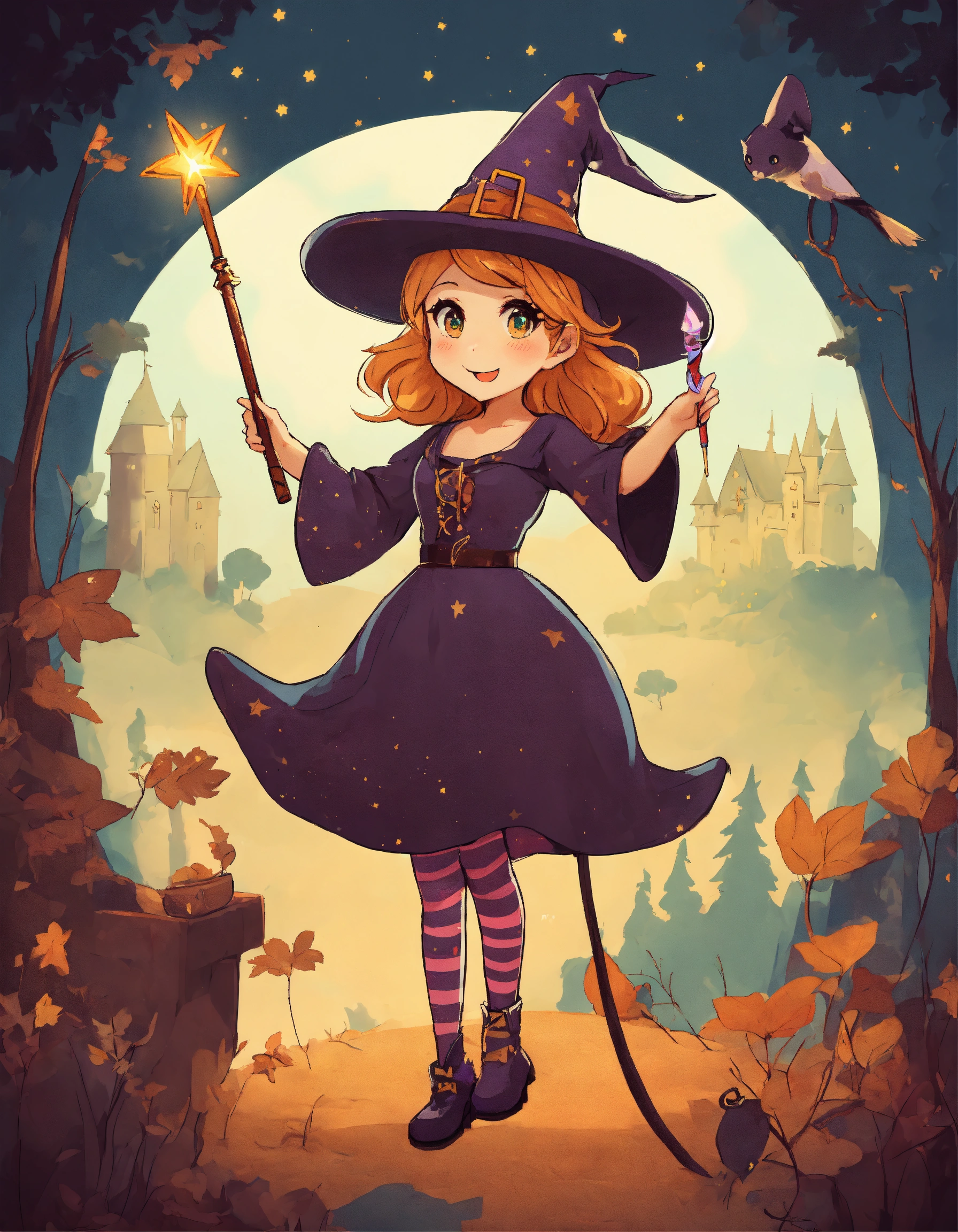 Lexica - A cute witch waving a magic wand