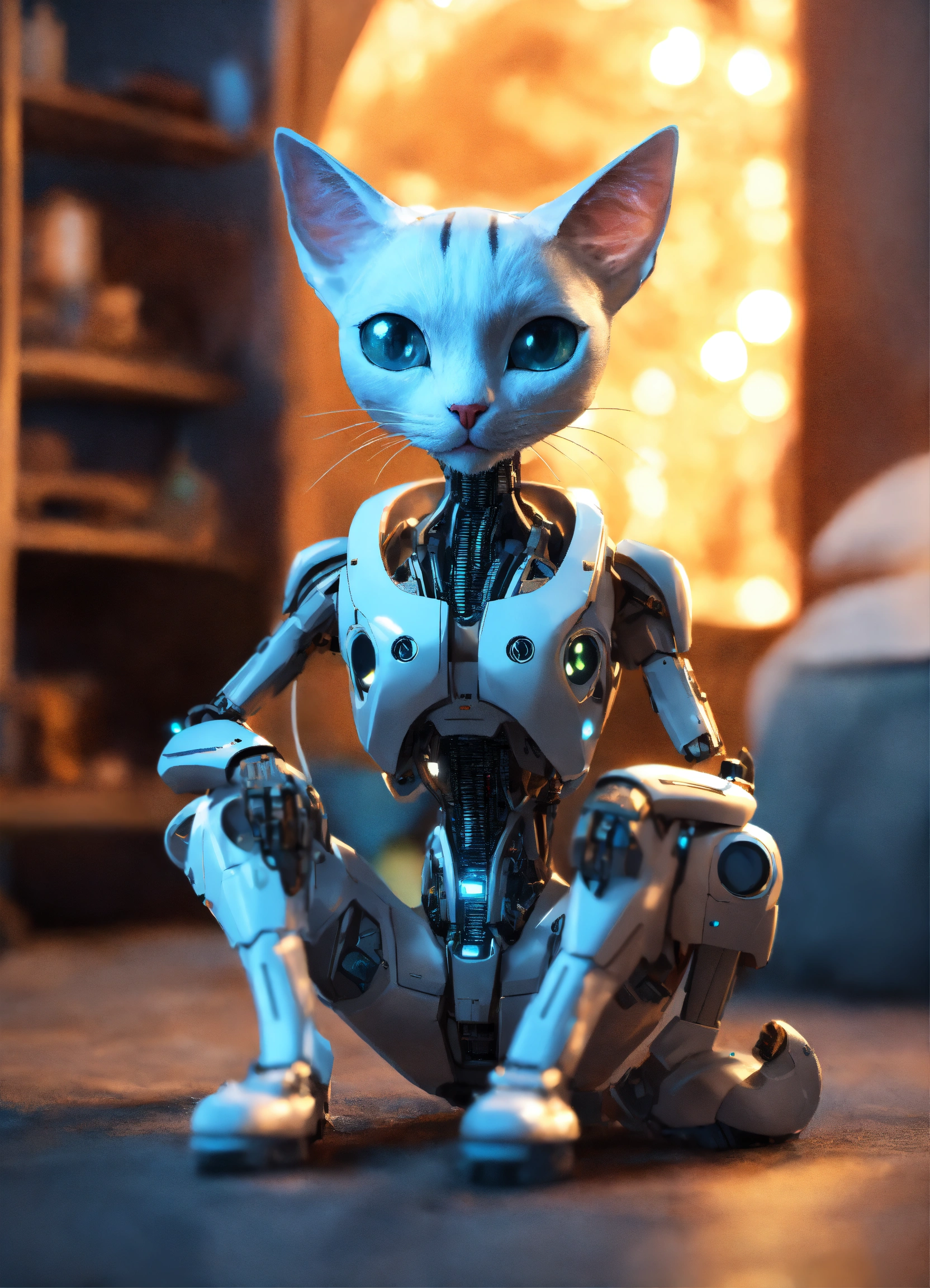 Lexica - Alien creature with white wooden skin and cat face and cat ...