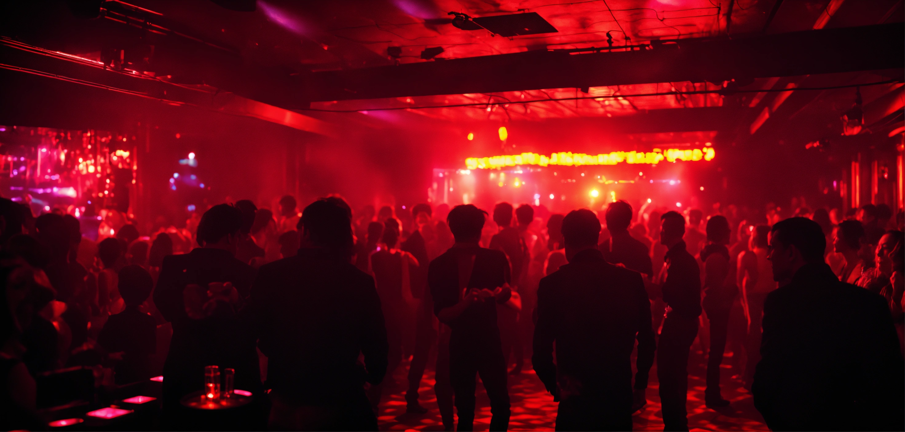 Lexica - Cinematic look, backlit, heavy haze, dark urban night club ...