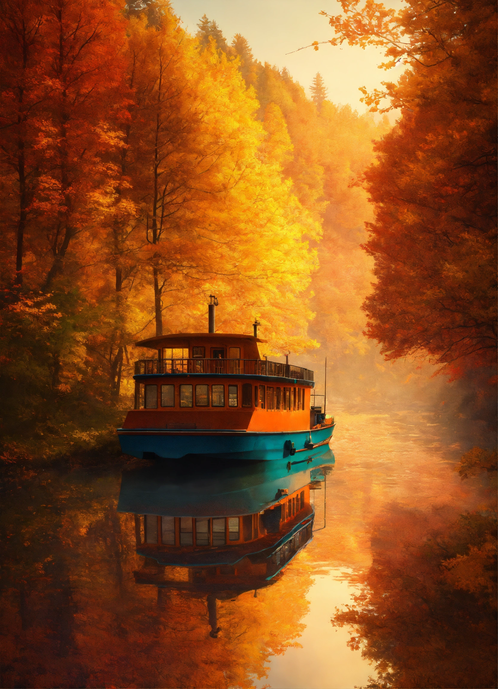 Lexica - Ultra beautiful little ferry in a beautiful fall colors ...