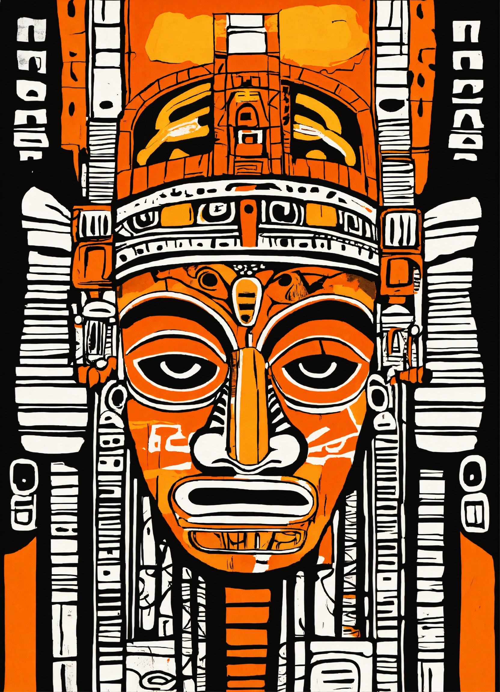Lexica - Ixchel Mayan deity mask. T shirt Vector White silver orange ...