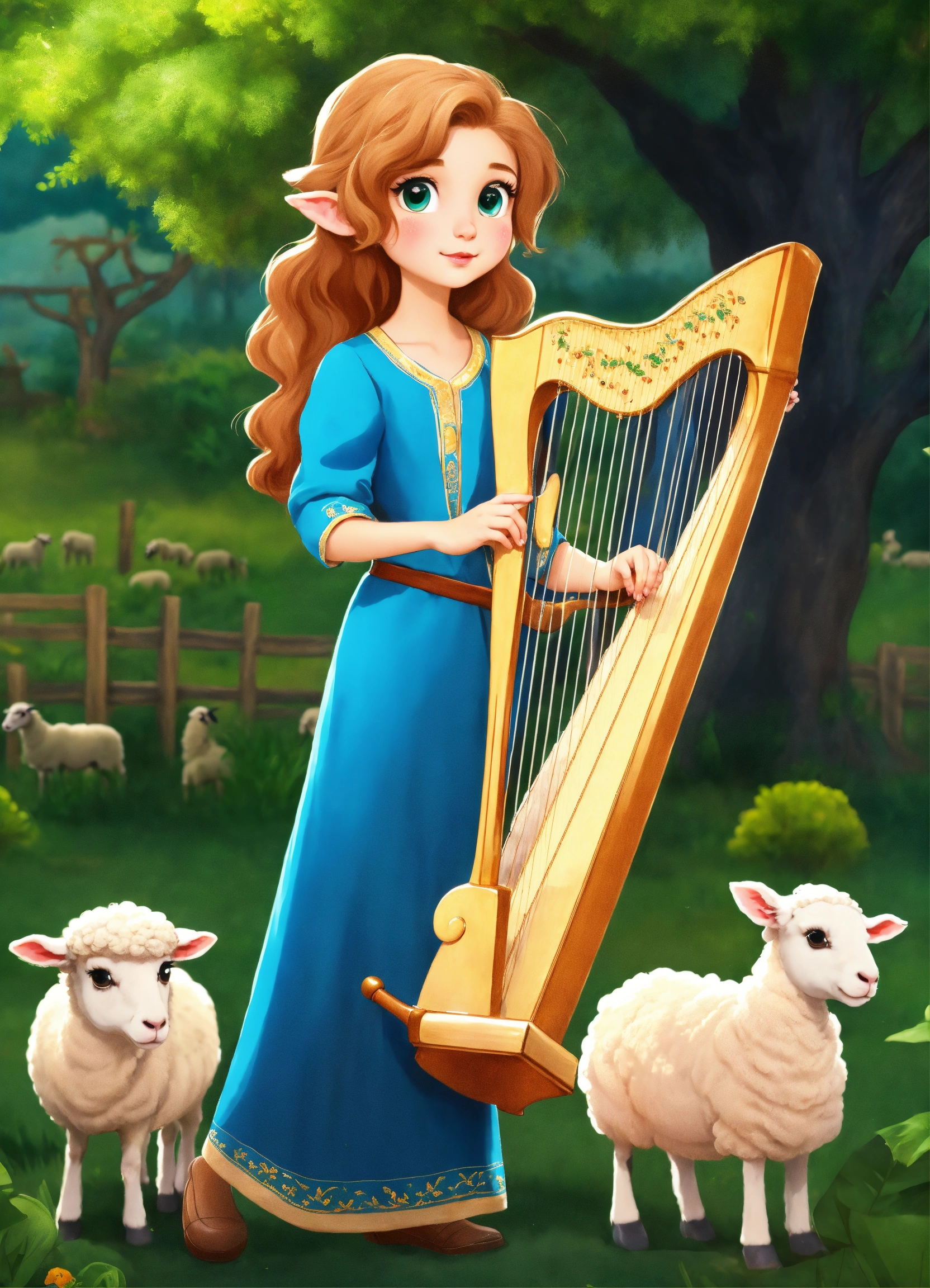 Lexica - Animation Cute boy cartoon, harp Animation , Green eyes, 15 ...