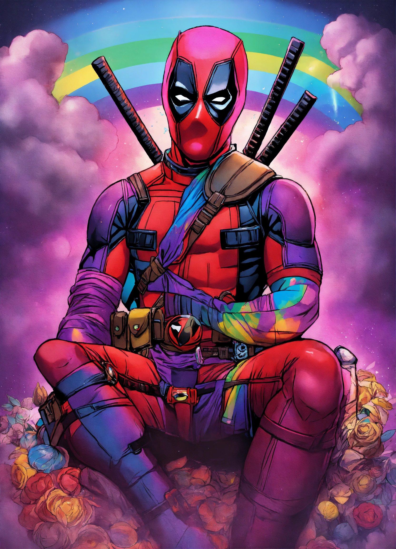 Lexica - Deadpool god purple rainbow