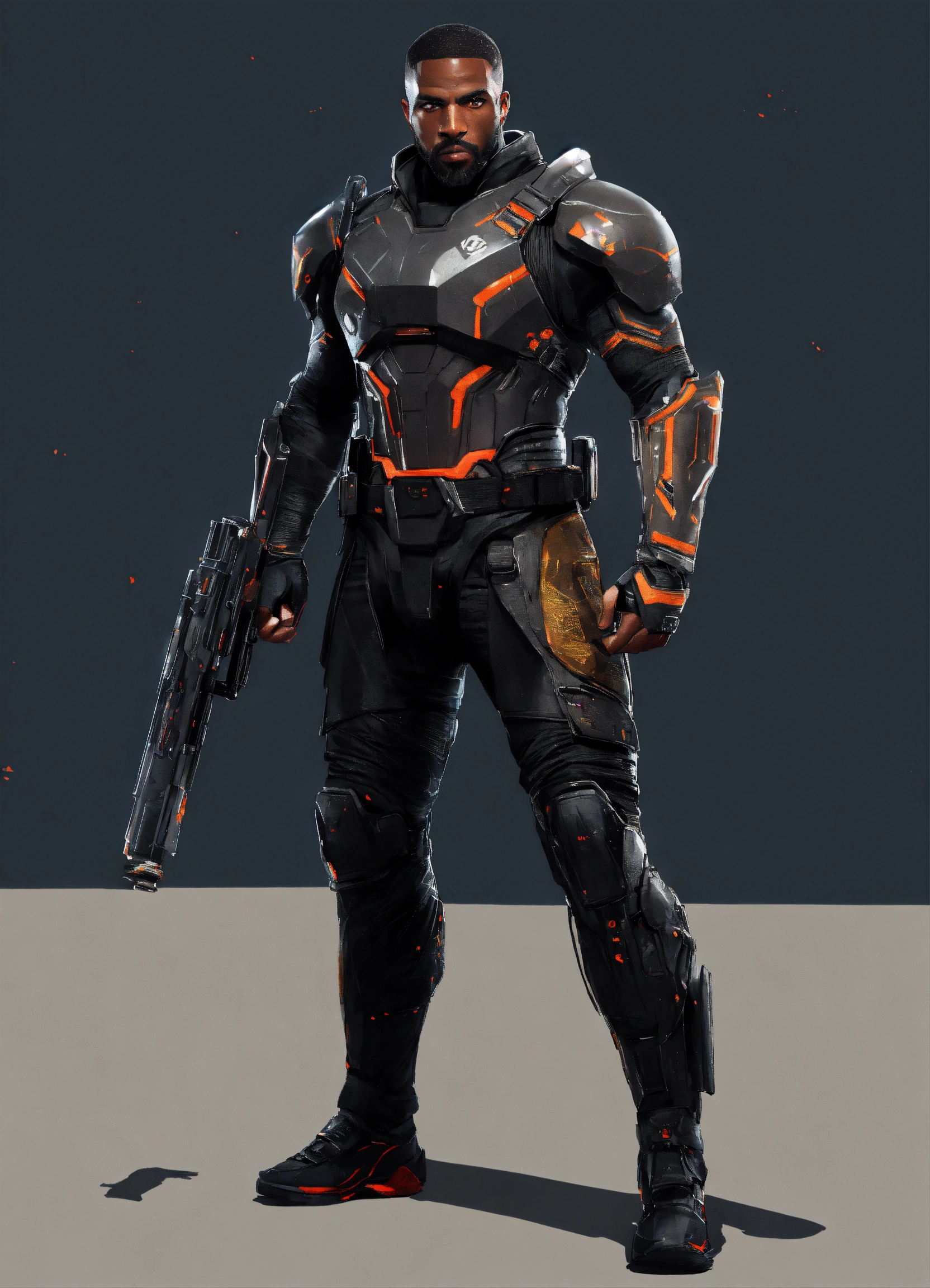 Lexica - Full body, black man, God of war, muscular handsome futuristic ...