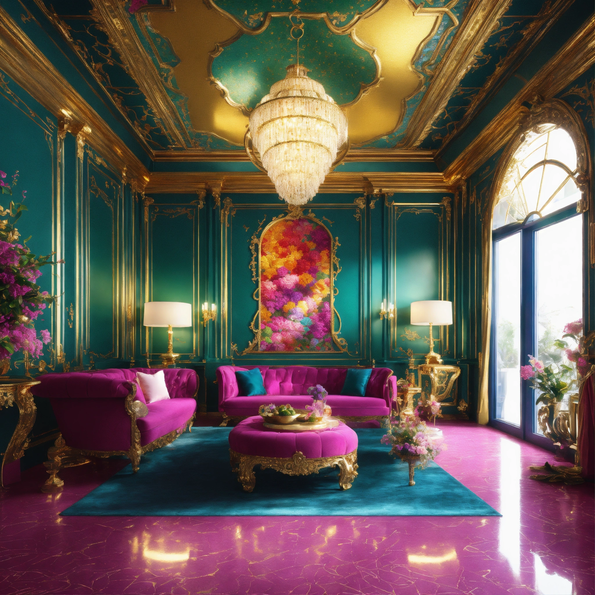 Lexica - Futuristic beautiful French mansion interior glamorous ...