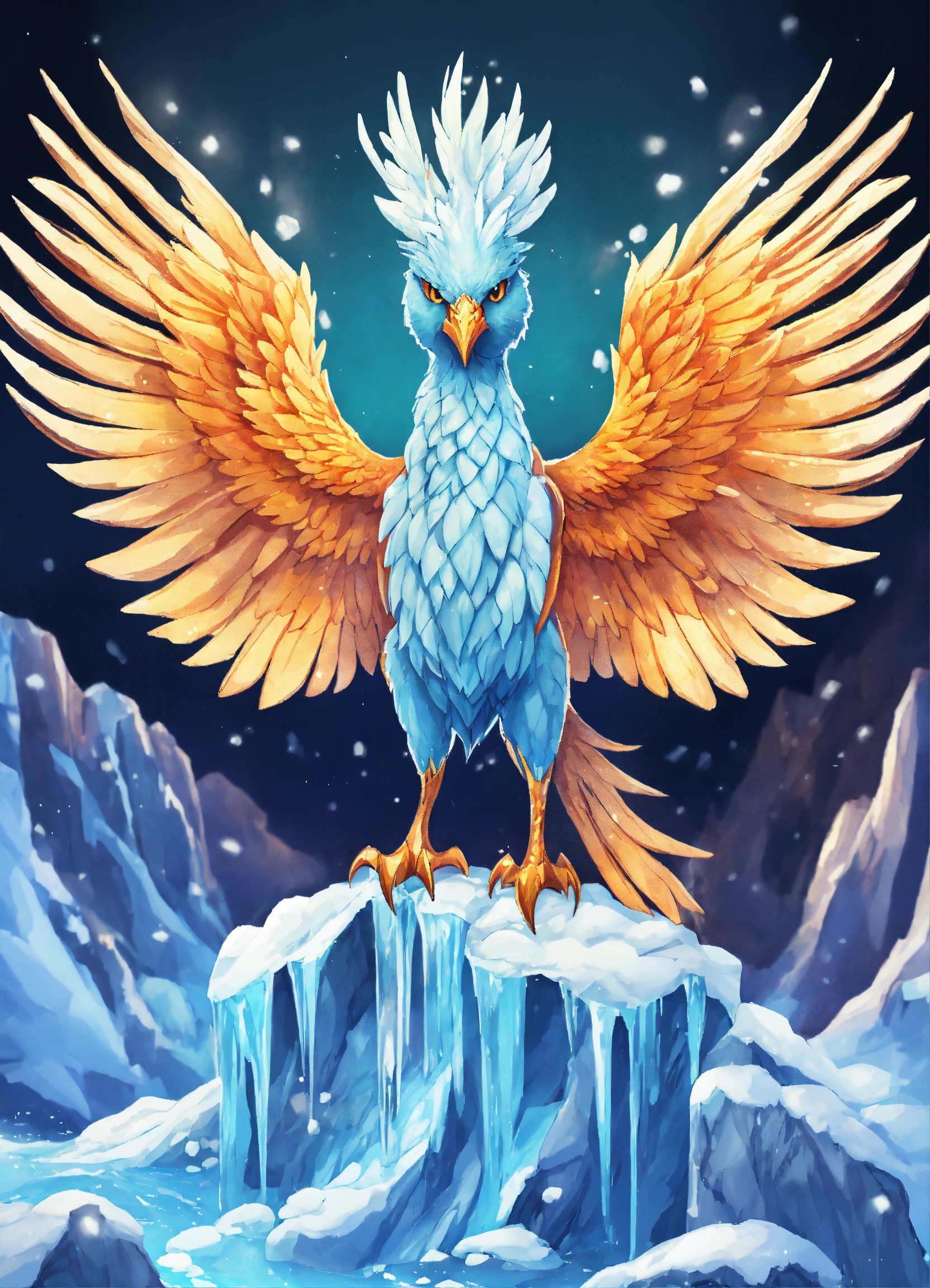 Lexica - A majestic ice phoenix , cartoon art