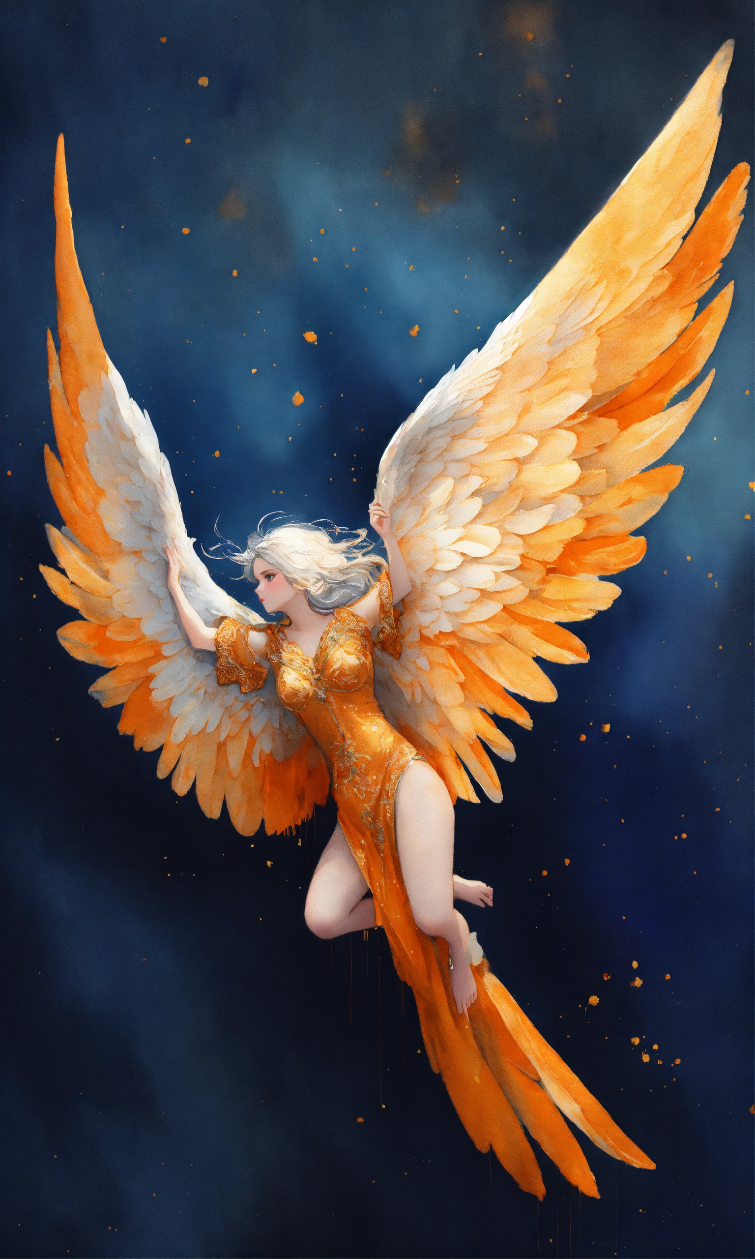 Lexica - Beautiful and perfect small angel wings in orange with white ...