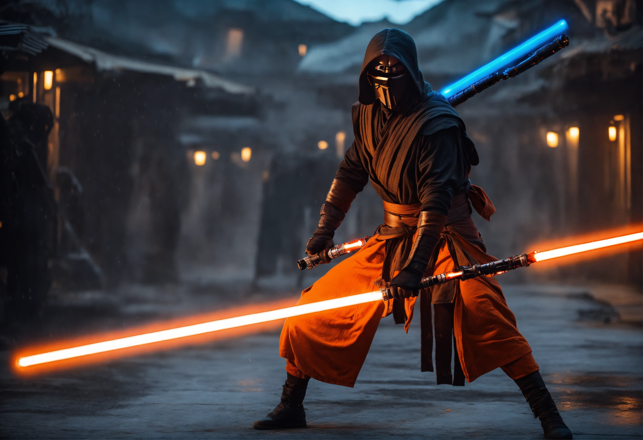 Lexica - Ninja dual wielding lightsabers, silver bladed lightsaber ...