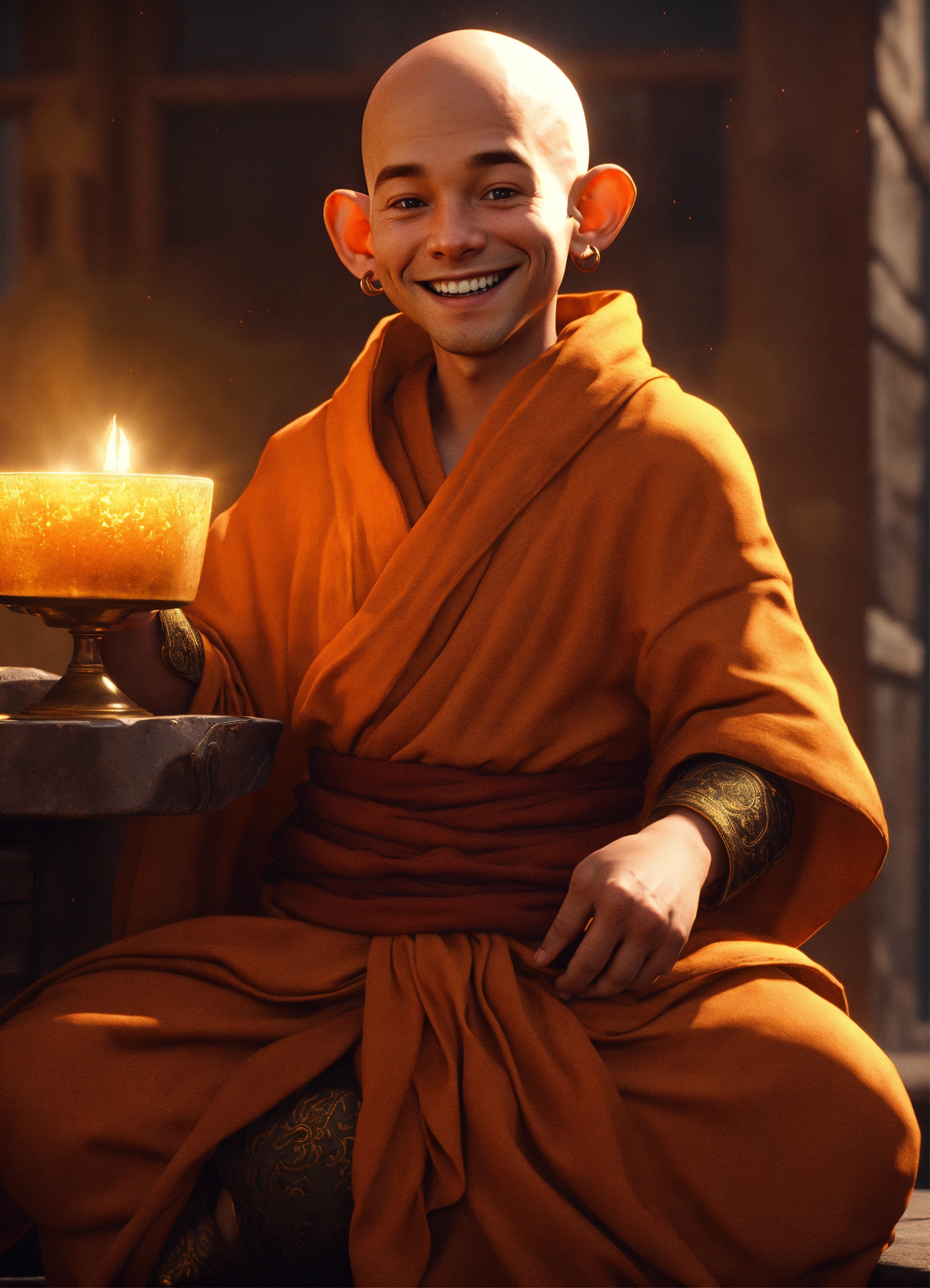 Lexica - Detailed skinny small male halfling grinning with mischievous ...