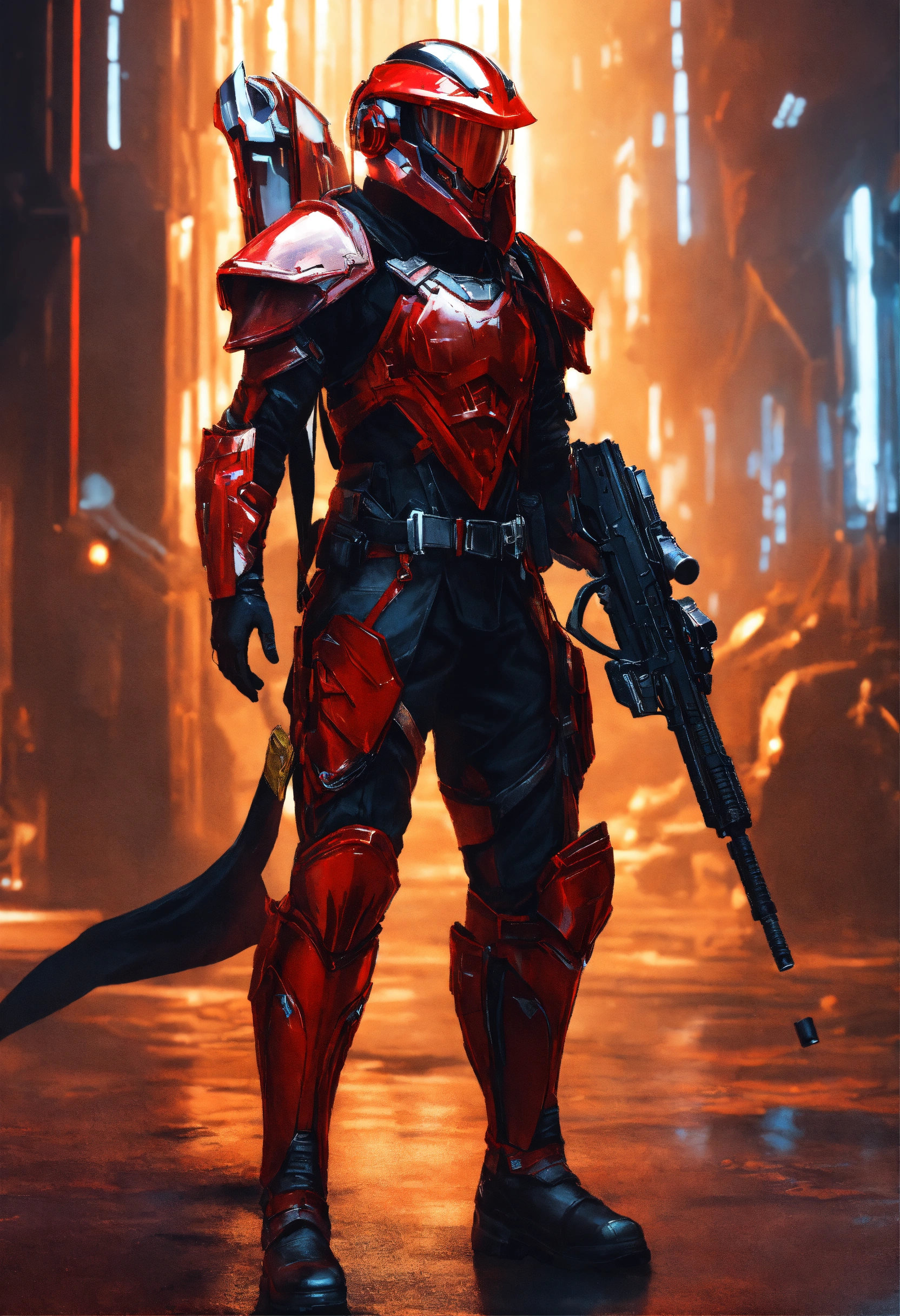 Lexica - Full body of a high elf sci fi soldier wearing heavy sci fi ...