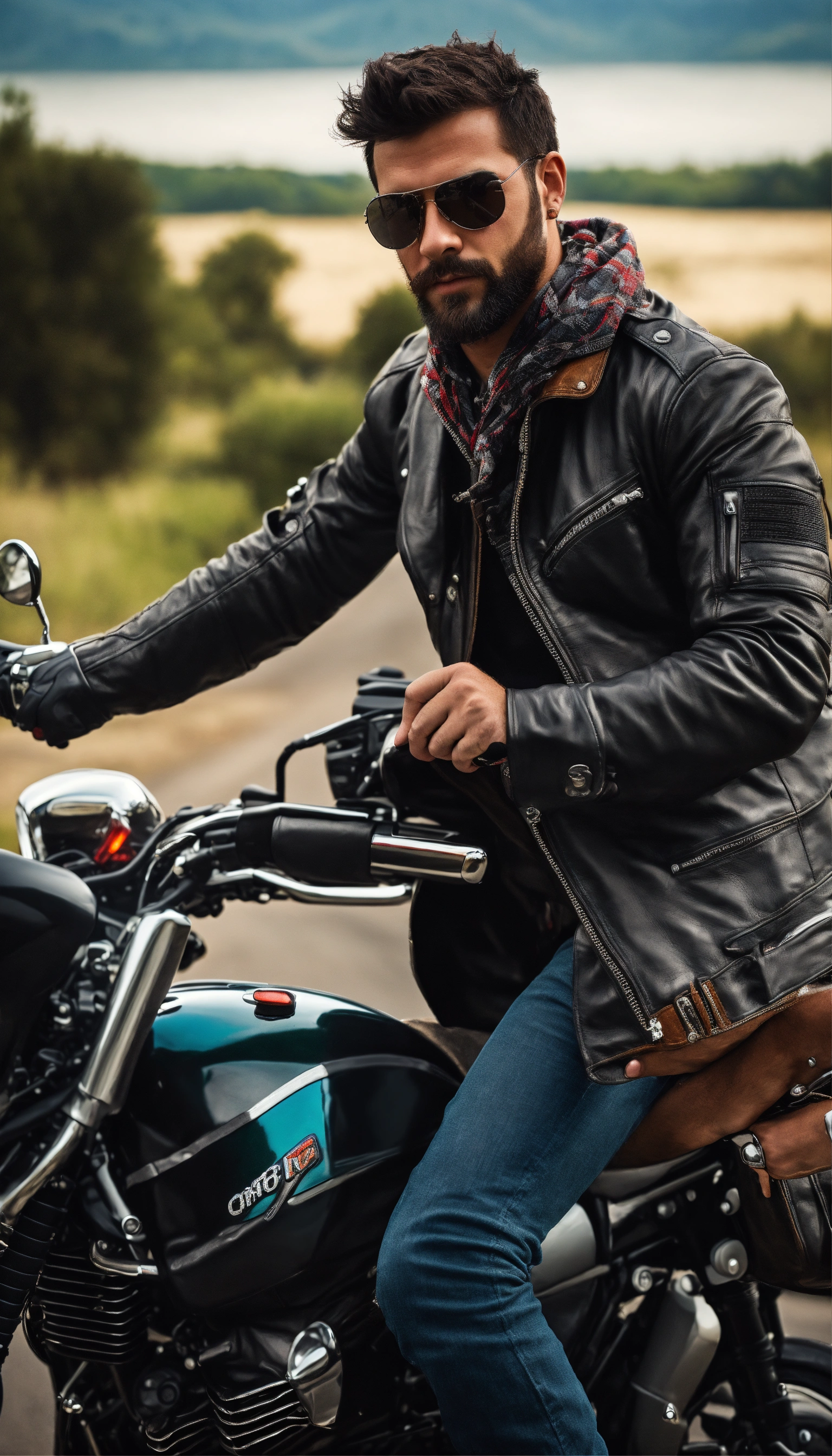 Lexica - "Generate images of a man dressed as a motorcyclist with a ...