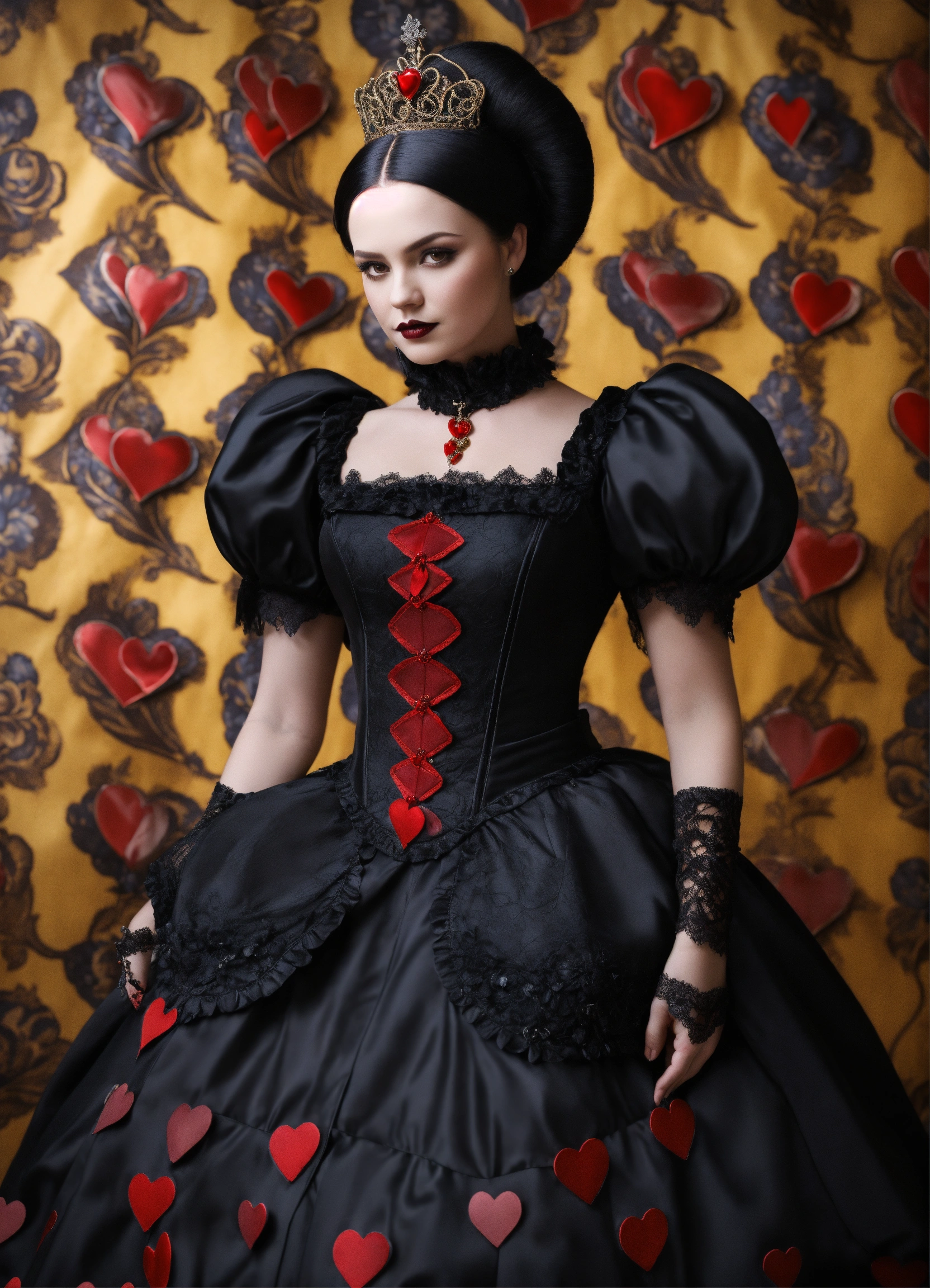 Lexica - Elaborate Gothic Wednesday Adams queen of hearts in an elegant ...
