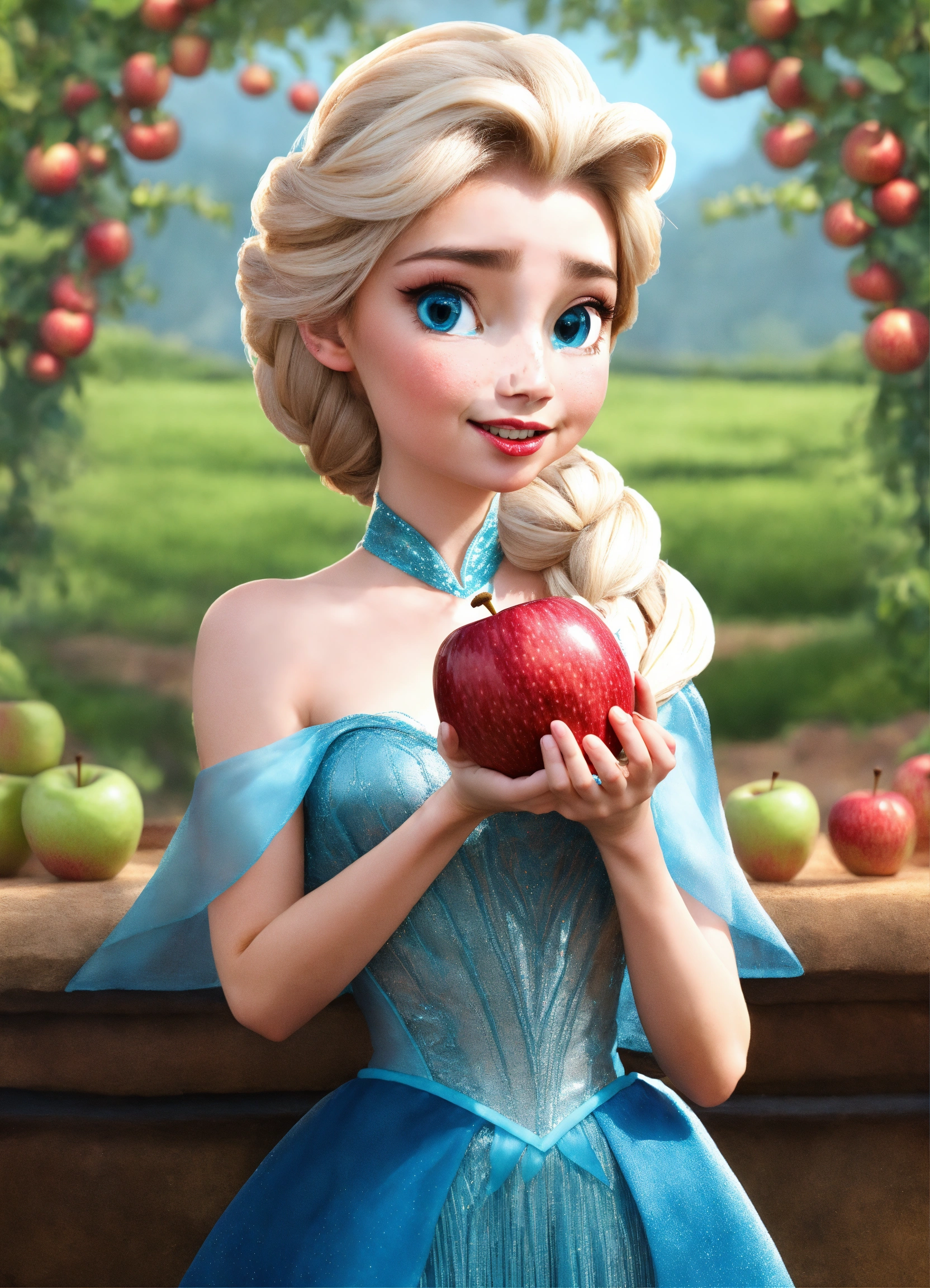 Lexica - Elsa eats an apple