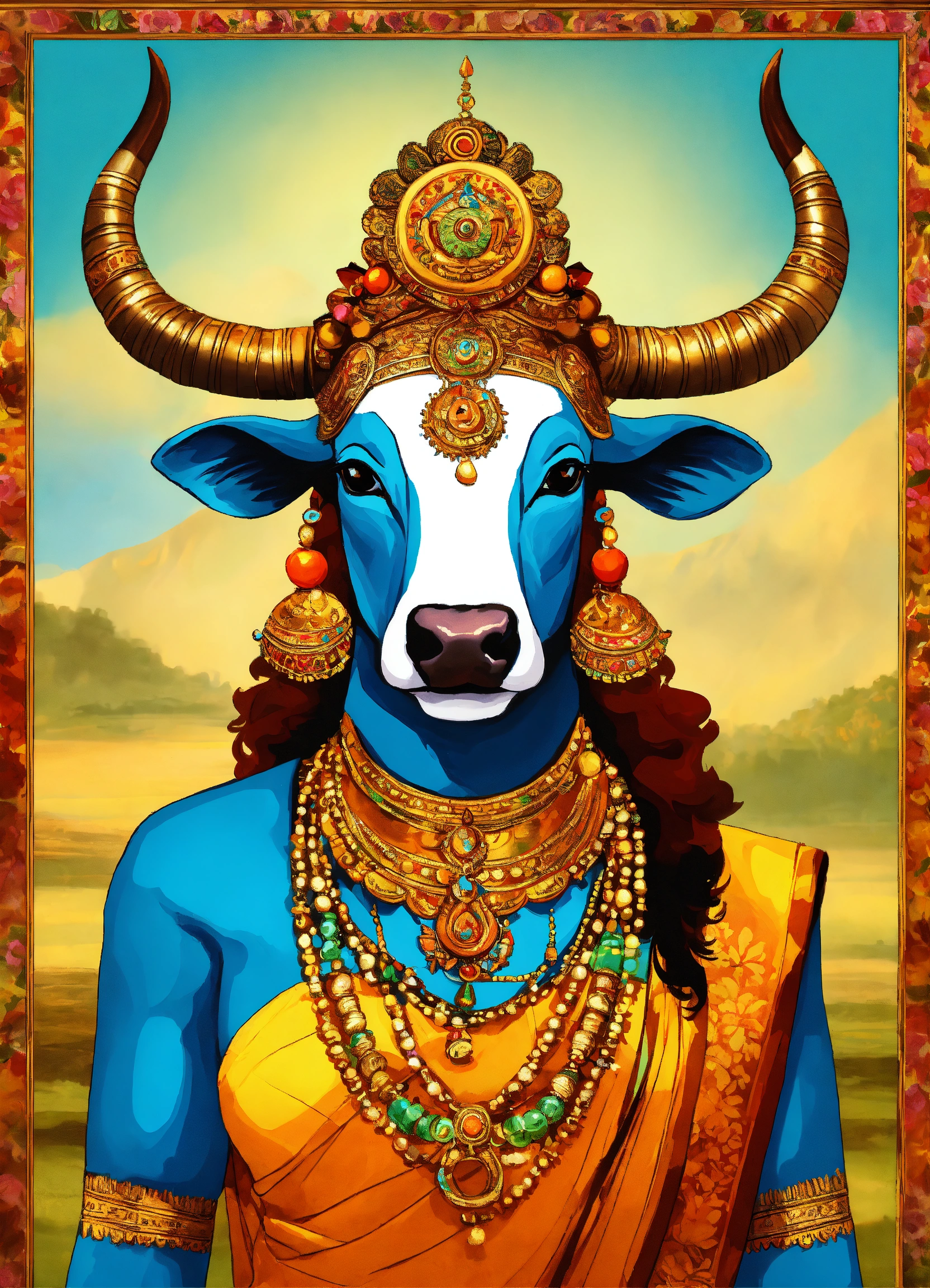 Lexica - The hindu cow goddess Kamadhenu, digital art, ancient painting