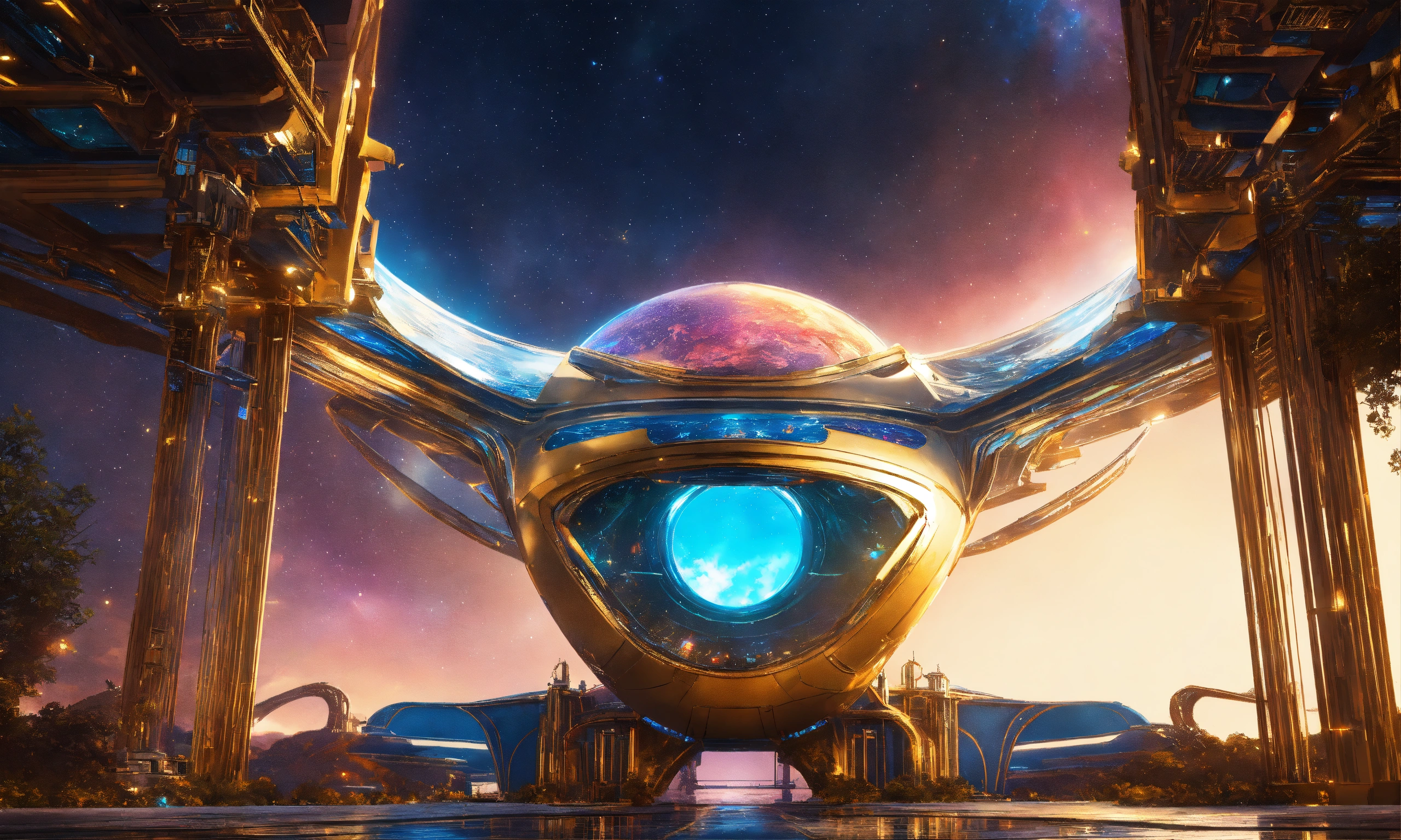 Lexica - Futuristic spaceship,alien design,flying in starry space ...