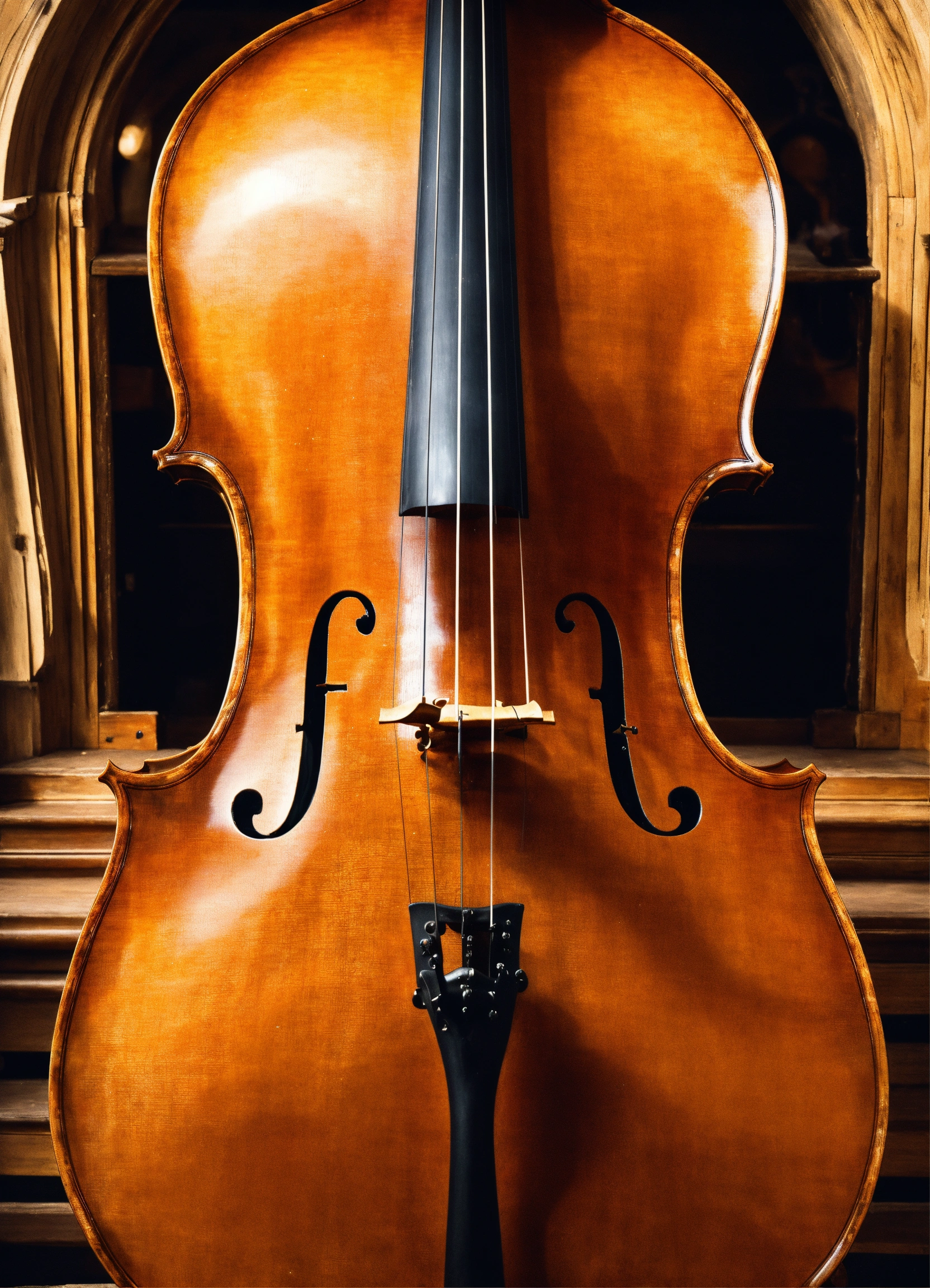 Lexica - A photorealistic closeup POV view of inside a cello, imagine ...