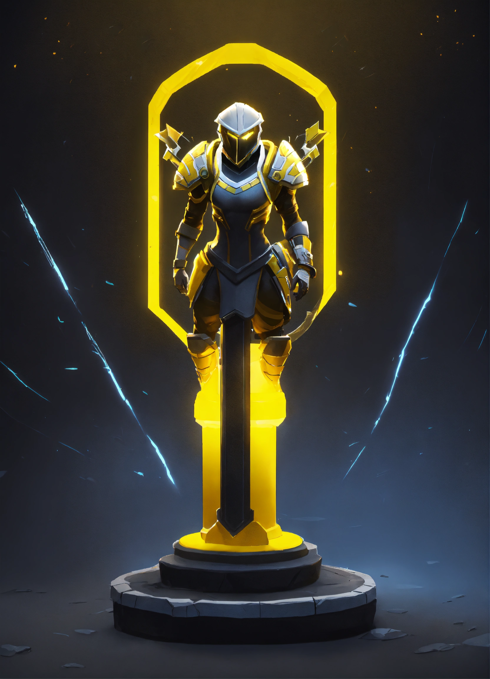 Lexica - Dark background, pedestal and yellow light, elements from ...