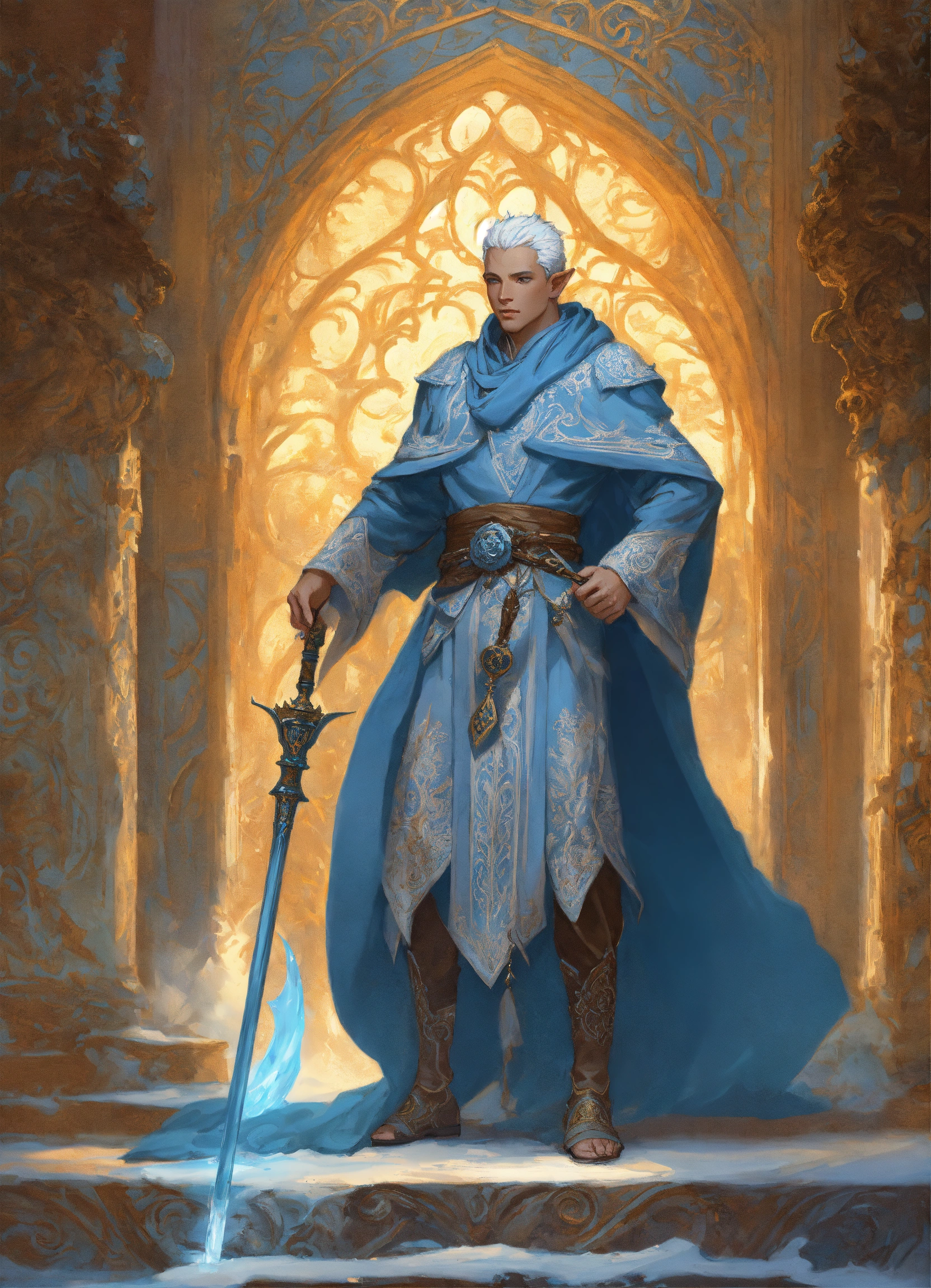 Lexica - Male elf, ice blue skin color , white white short hair ...