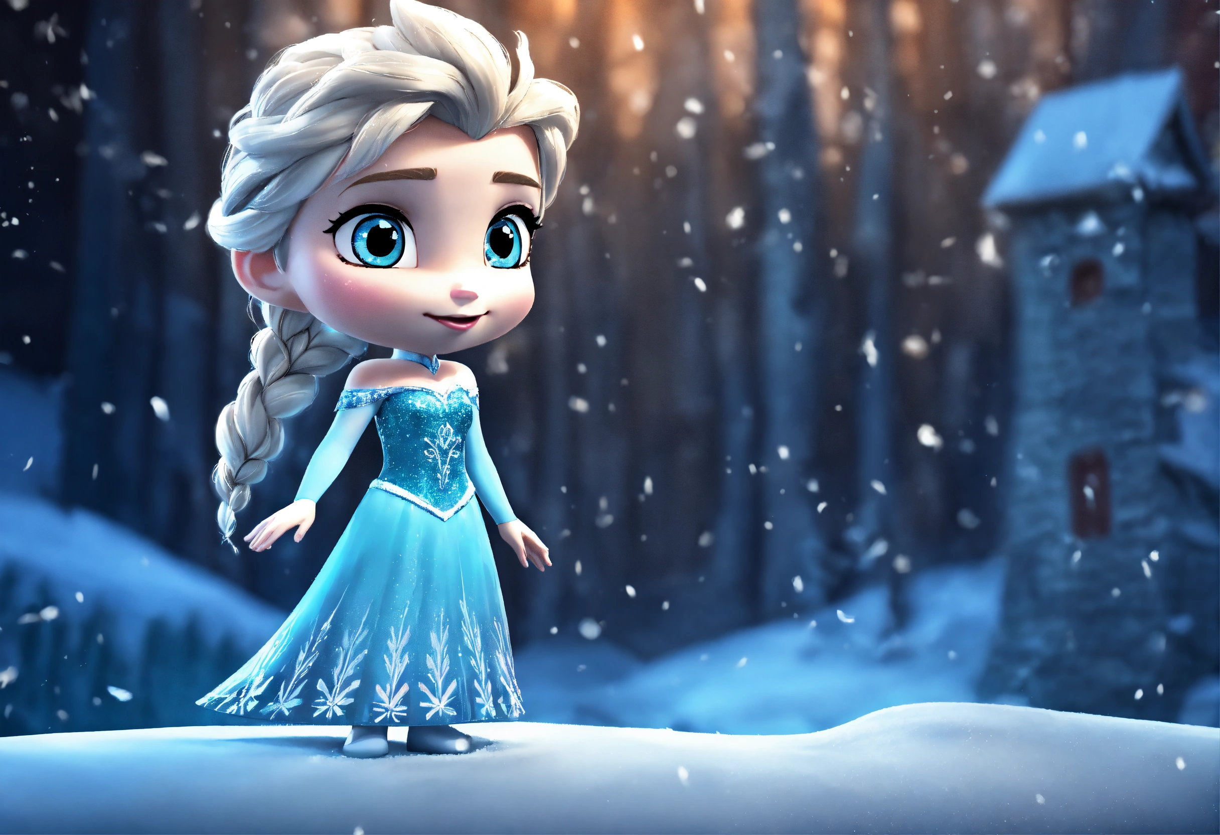 Lexica - Chibi Princess ELSA Frozen Disney, standing on top of the text ...