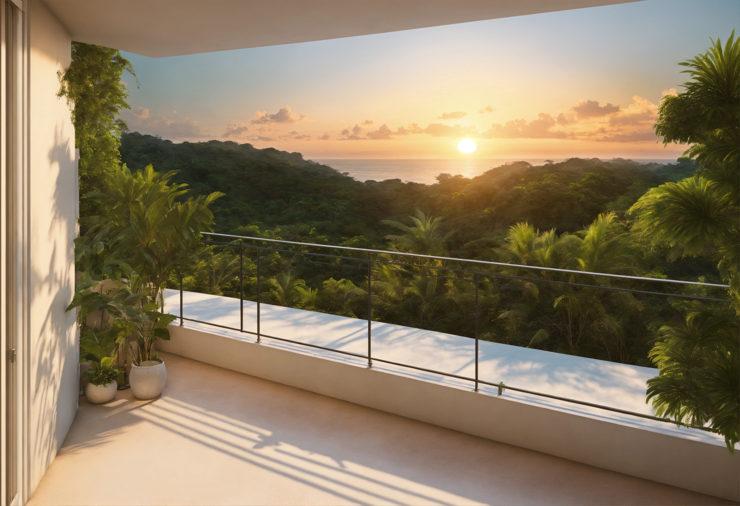 Lexica - A very realistic photo of a view from a white balcony without ...