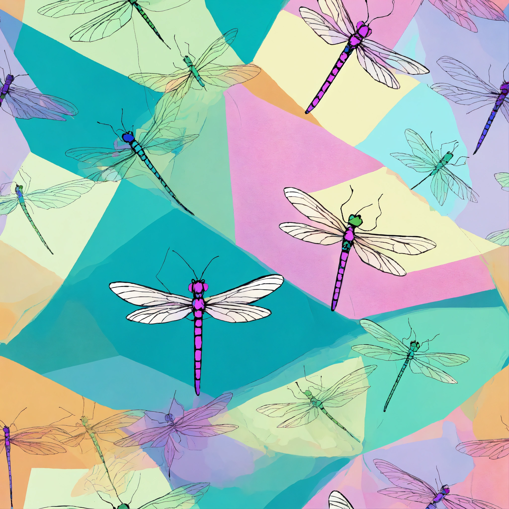 Lexica - Imagine a seamless pattern with many small dragonflies with ...