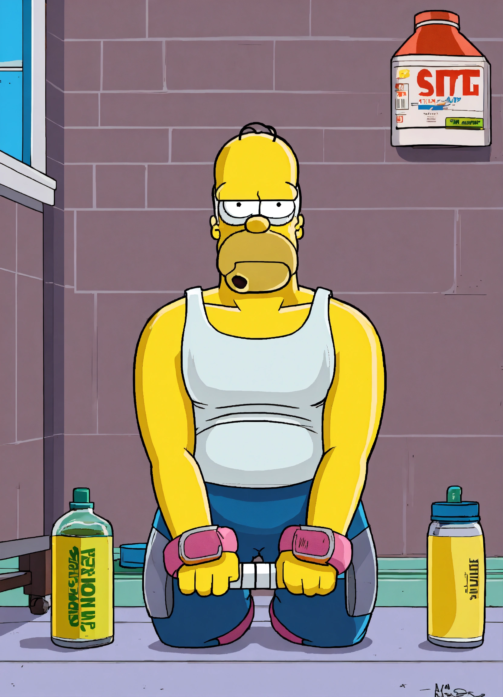 Lexica - Homer simpson doing push-ups.