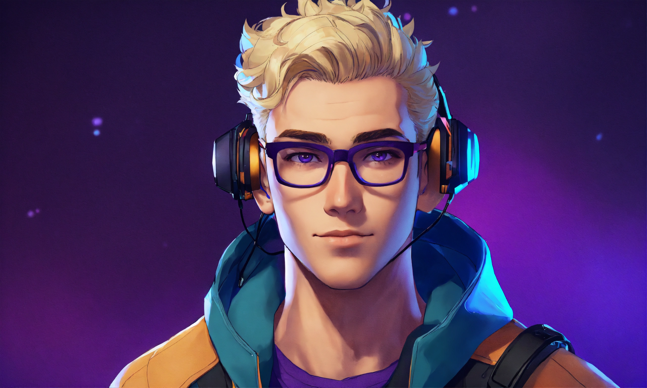 Lexica - A male gaming streamer, blonde hair, clean shaved, short wavy ...