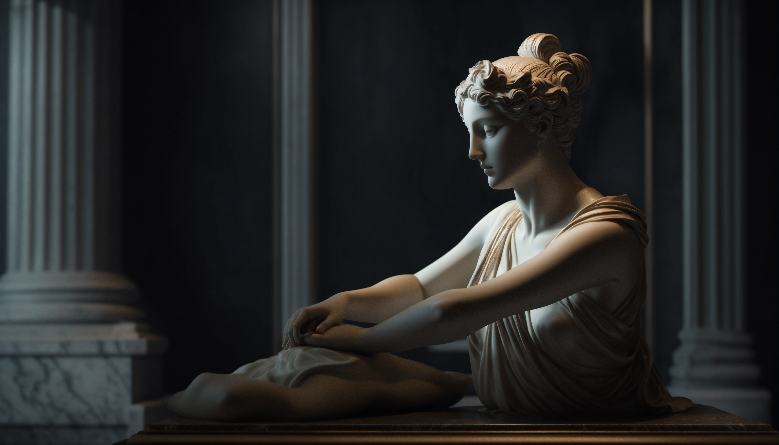 Lexica - Medium shot of a marble lady hand, Canova sculpture, full ...