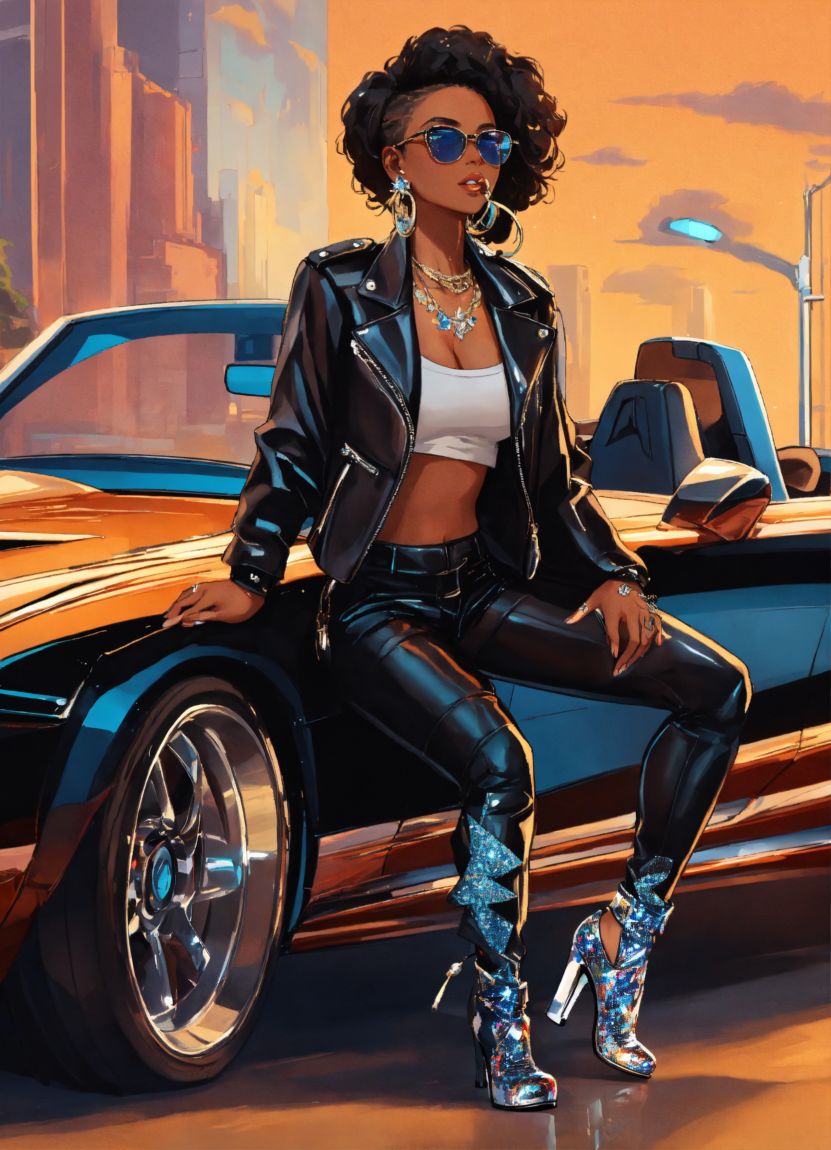 Lexica - Animated illustration of a melanin-rich beautiful girl with ...