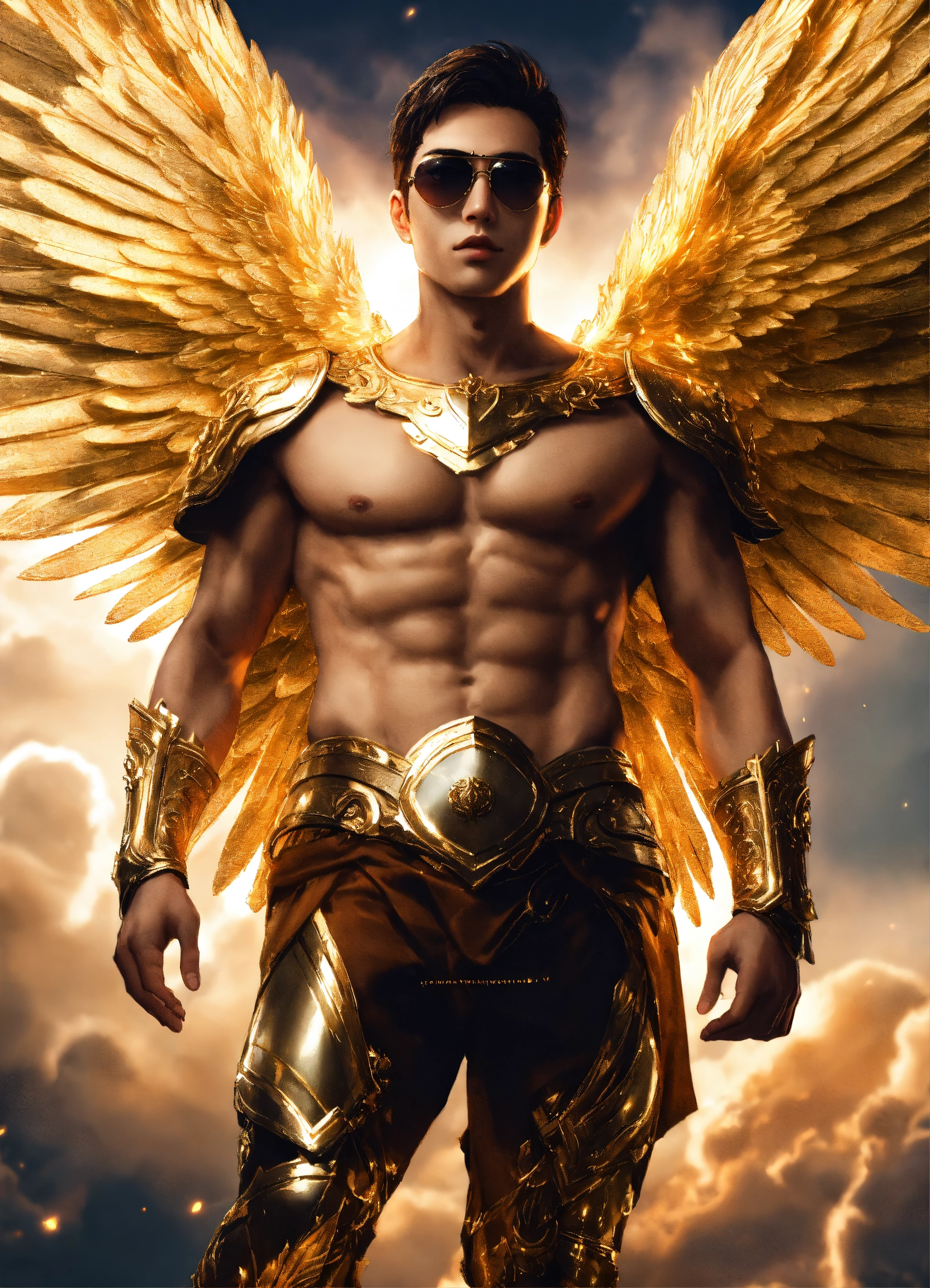 Lexica - Full body strong handsome Asian male god angel with wings ...