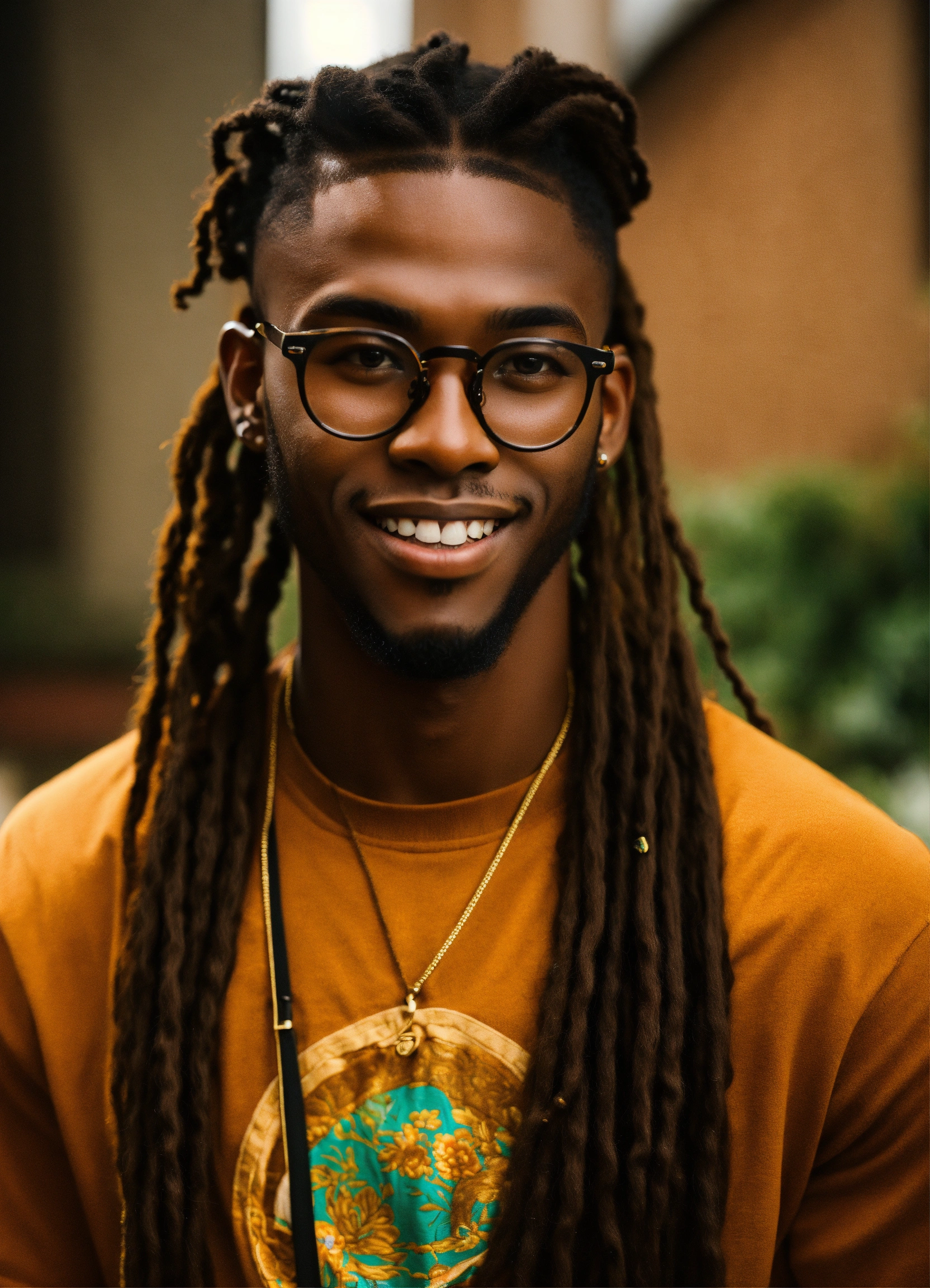 Lexica - Black male 20 year old, bronze skin, long brown dreads ...