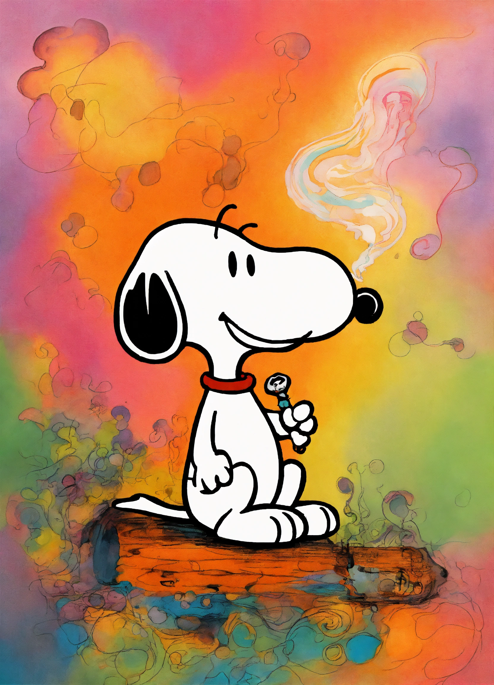 Lexica - Snoopy smoking a pipe, abstract, psychedelic,, dream dimension ...