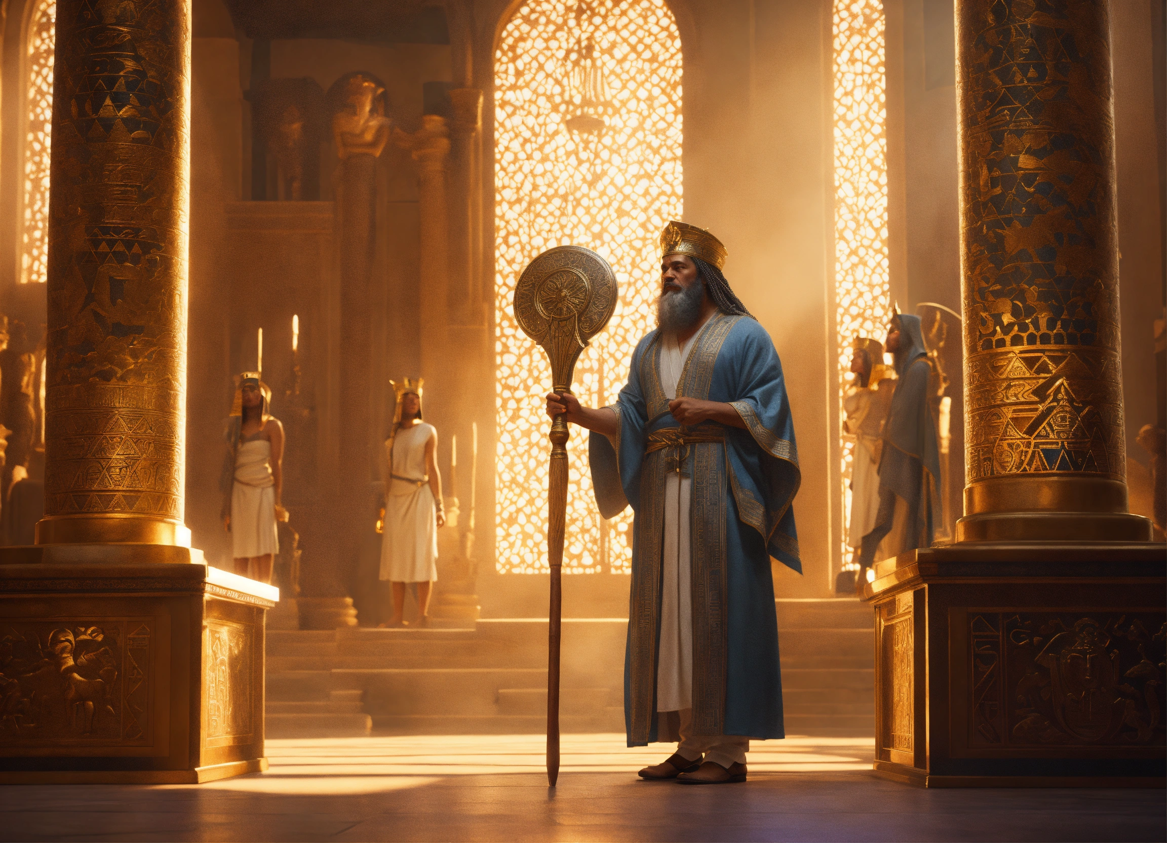 Lexica - Old Moses with his wooden staff, Hebrew robes, speaking in ...