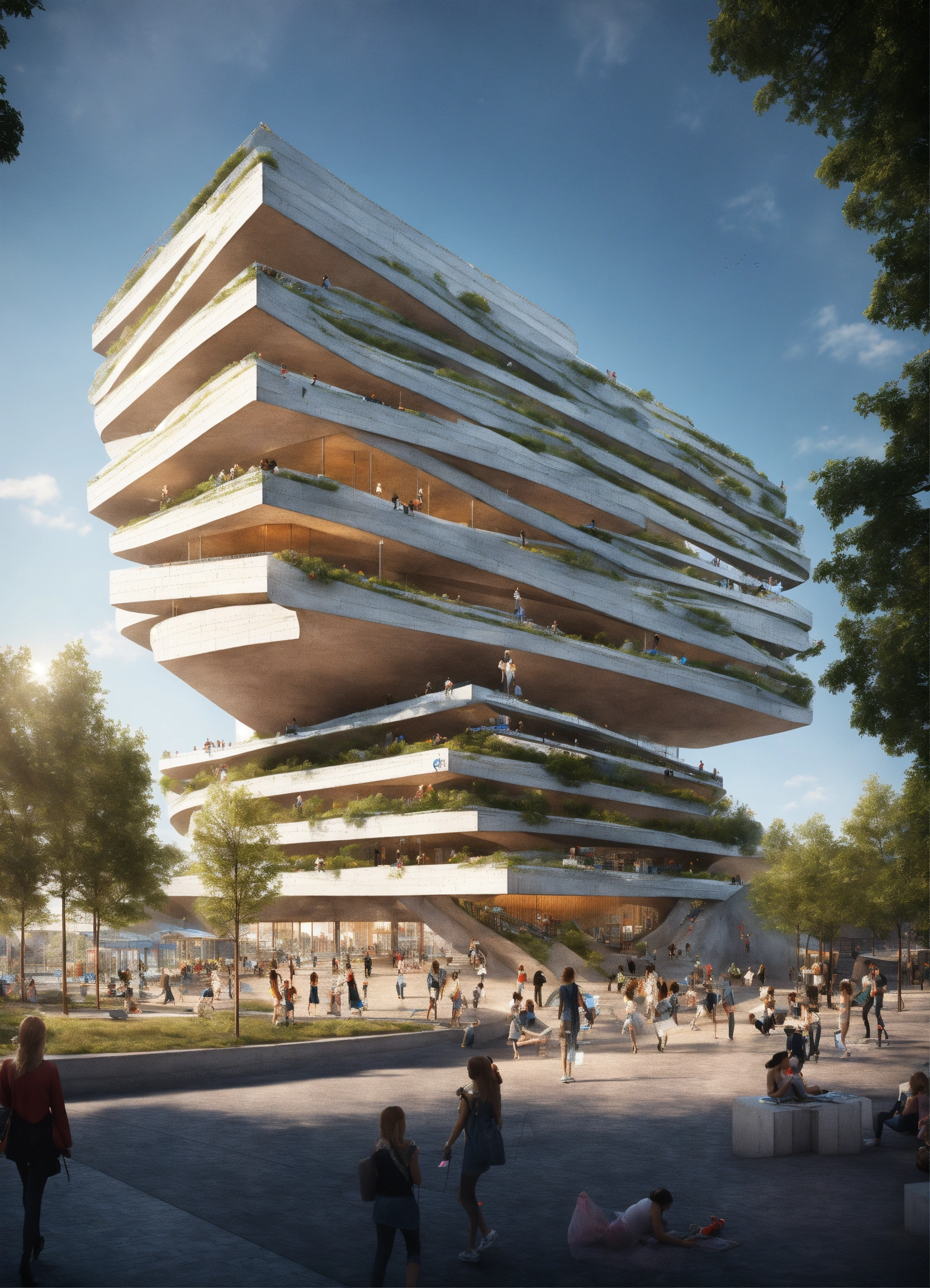 Lexica - Bjarke Ingels impressionist concrete amusement park in the city.