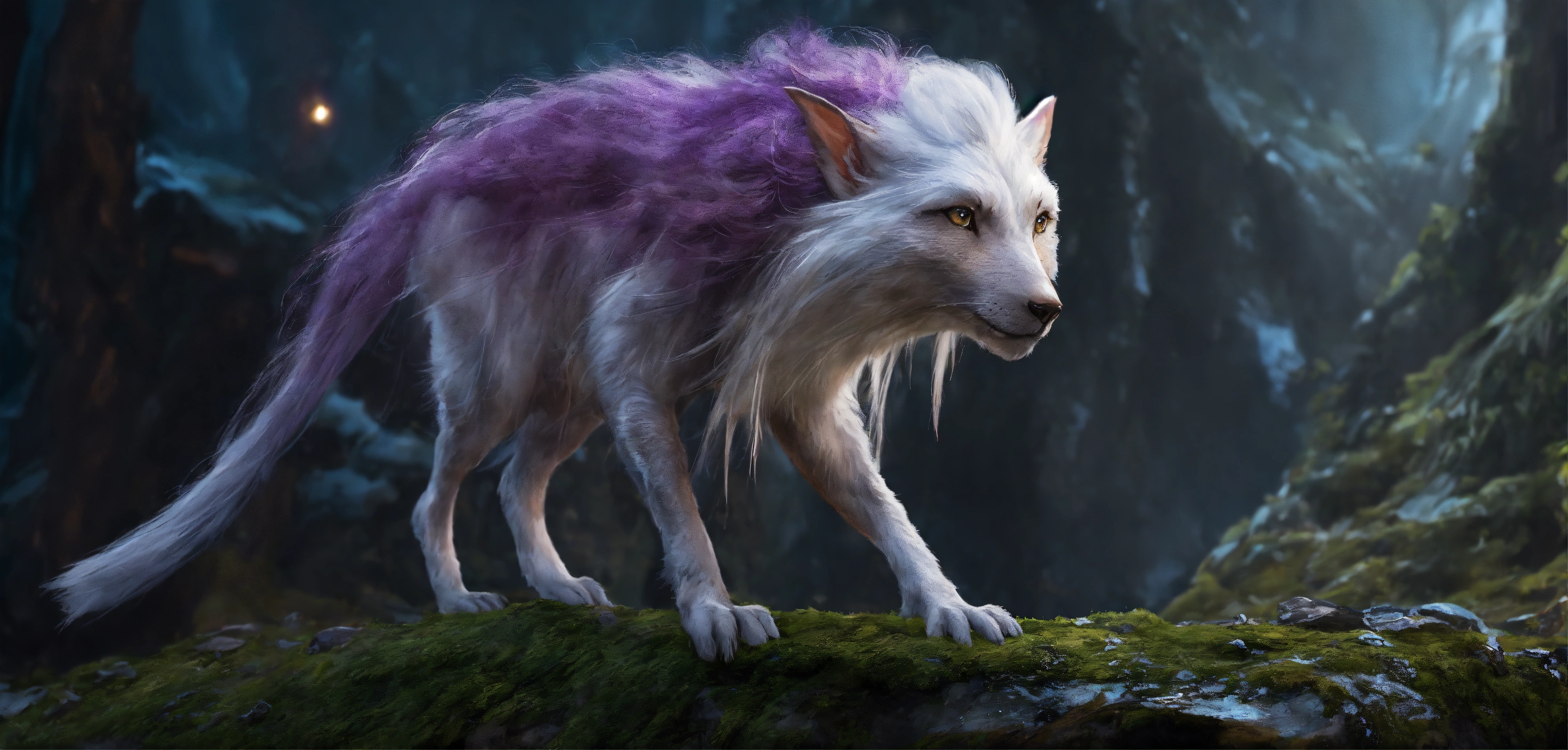 Lexica - A elf extra furry animal like purple and white clothes ...