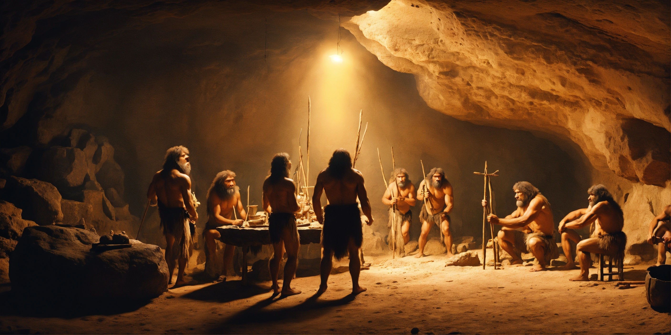 Lexica - Neanderthals in the paleolithic era decorating their home in a ...