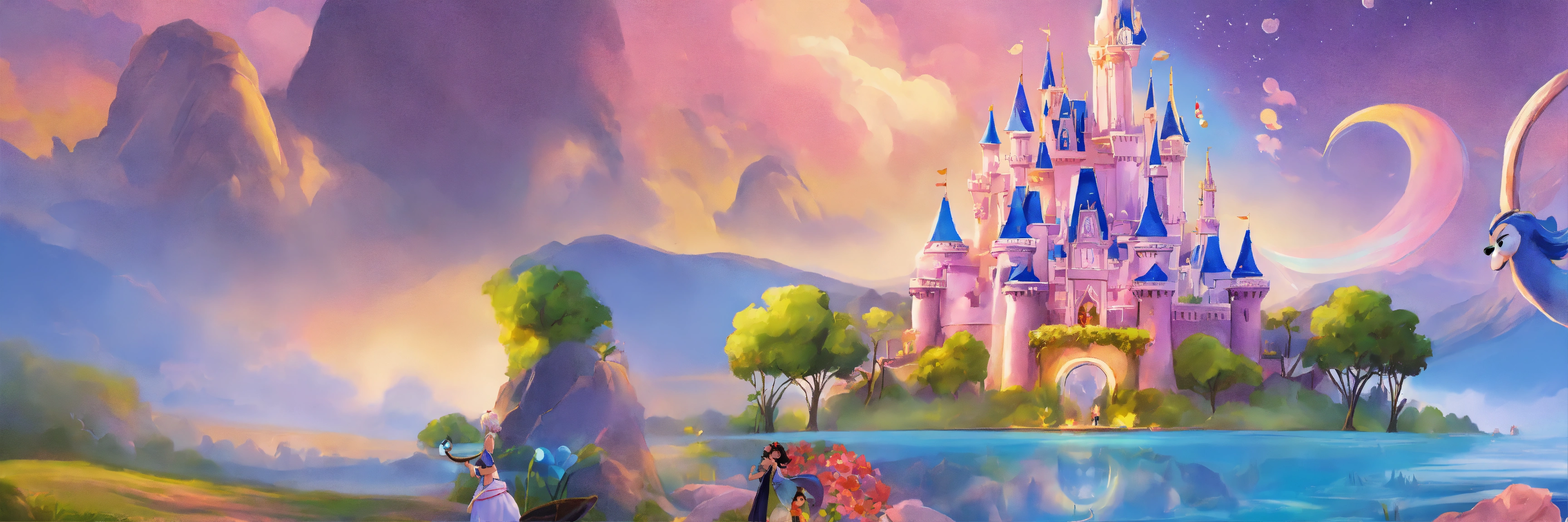 Lexica - Disney alaa eldin back ground pastel shades cartoon poster ...