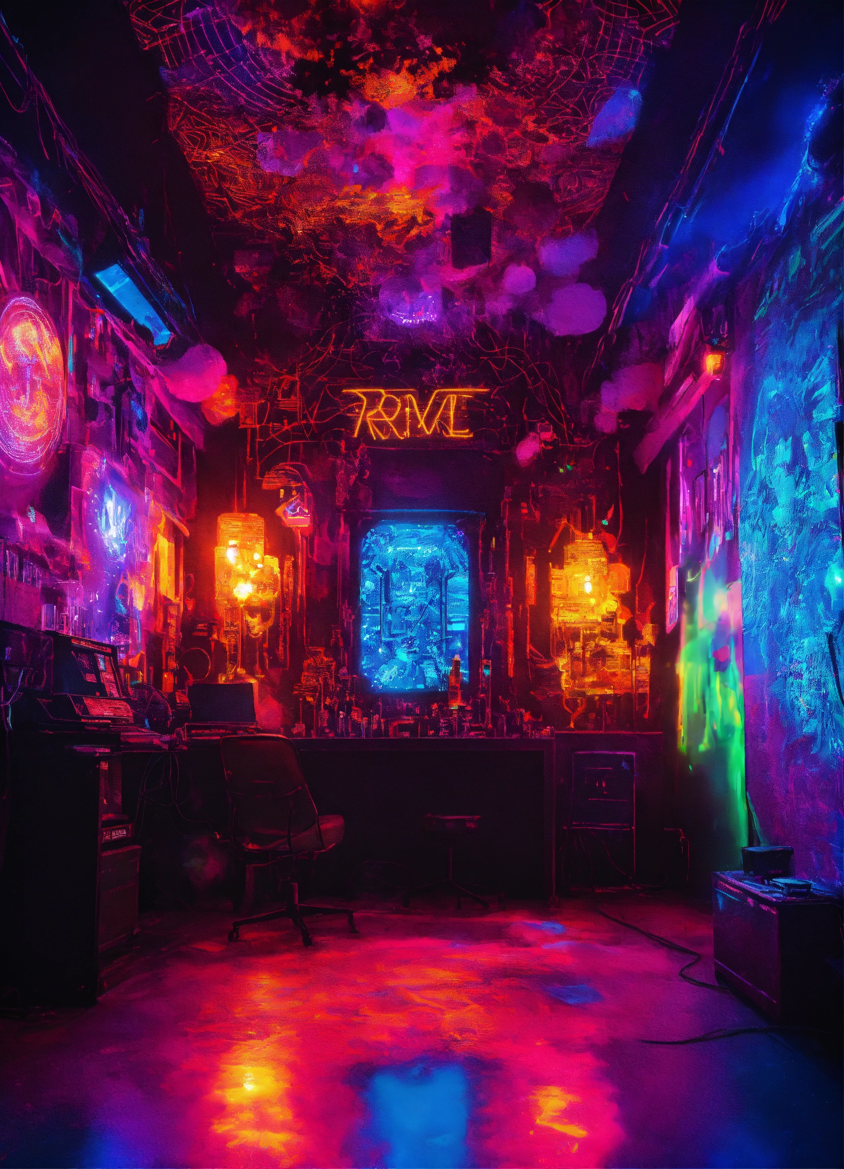 Lexica - Cyberpunk Festival Raver of topaz and shimmer black neon light ...