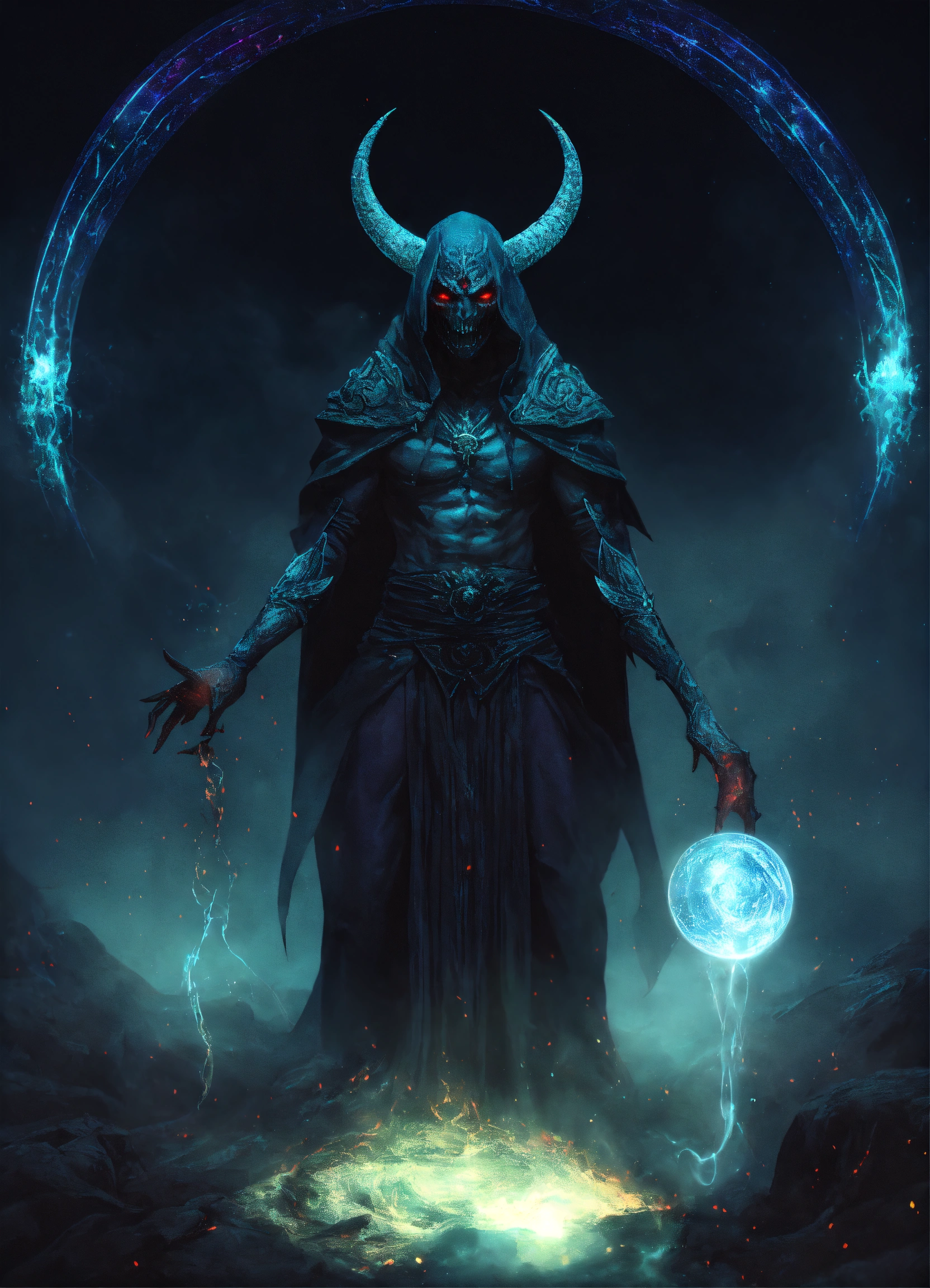 Lexica - A demon sorcerer channeling dark energy. Evil vibes. Creepy ...