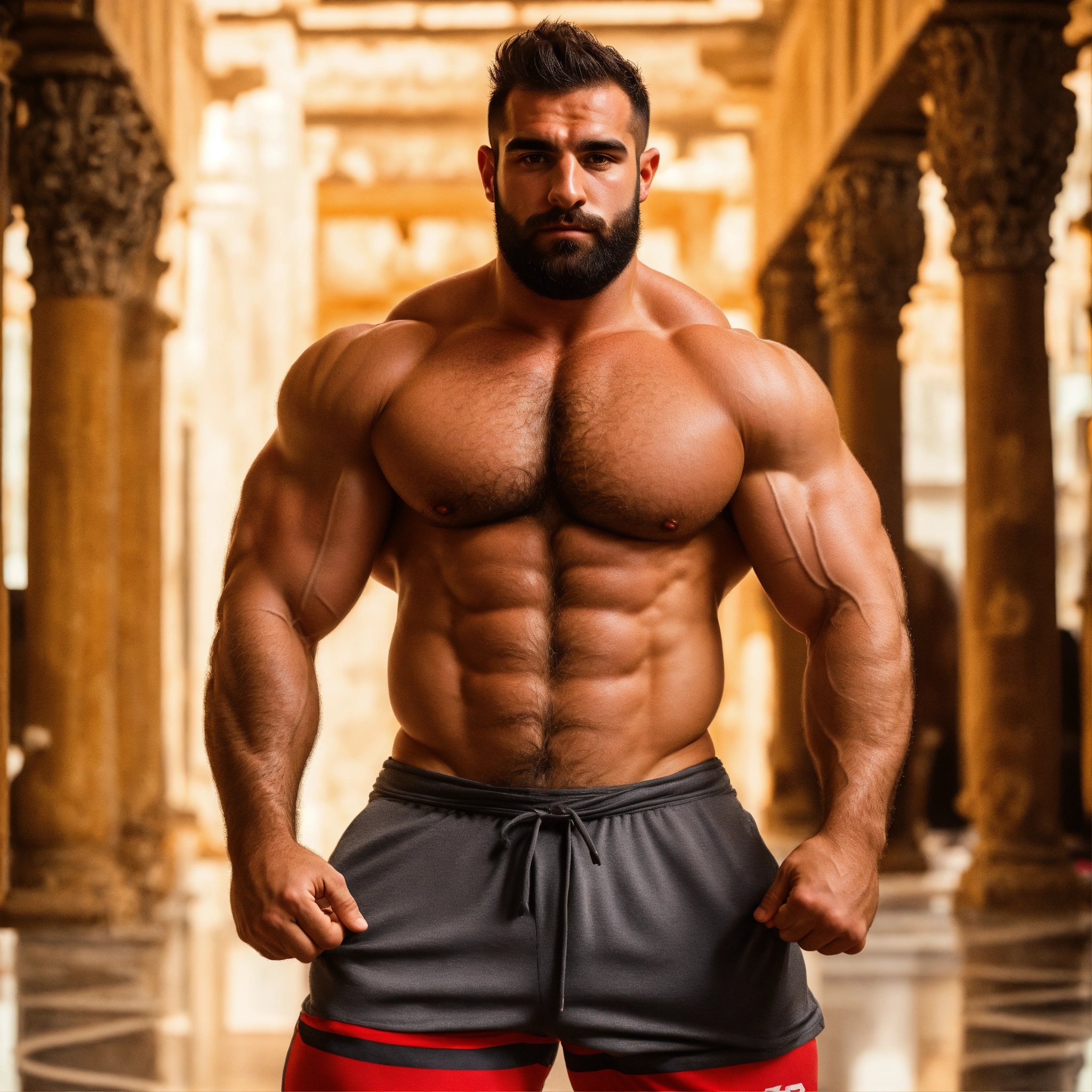 Lexica - 30-year-old hairy Greek man with big muscles, big bodybuilder ...