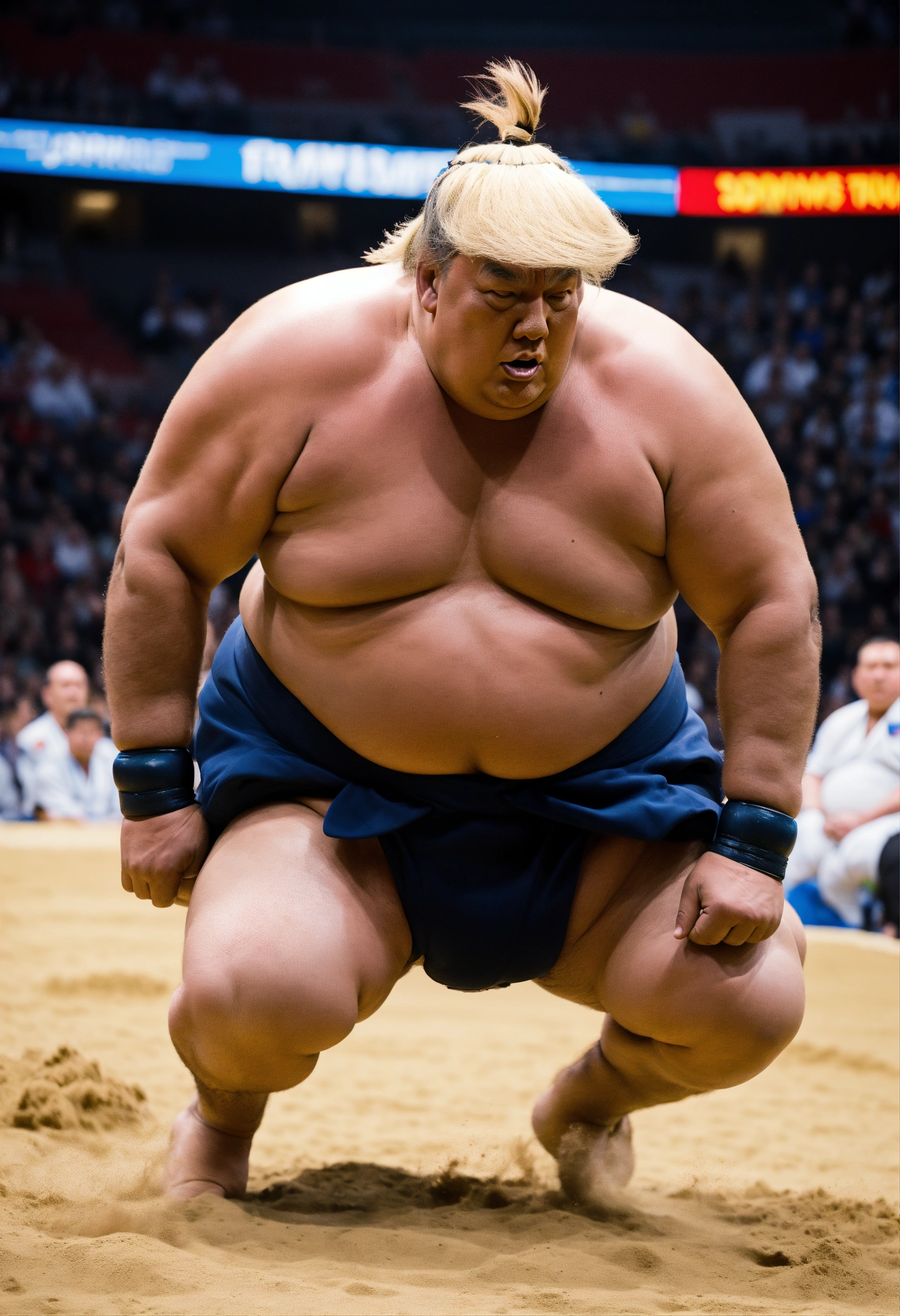 Lexica - Sumo wrestler Donald Trump in the arena, sports action shot ...