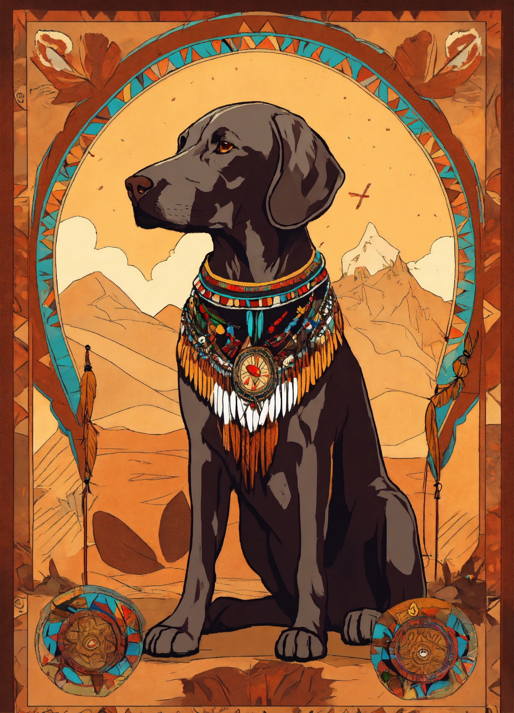Lexica - German short hair pointer dog shaman, native american style ...