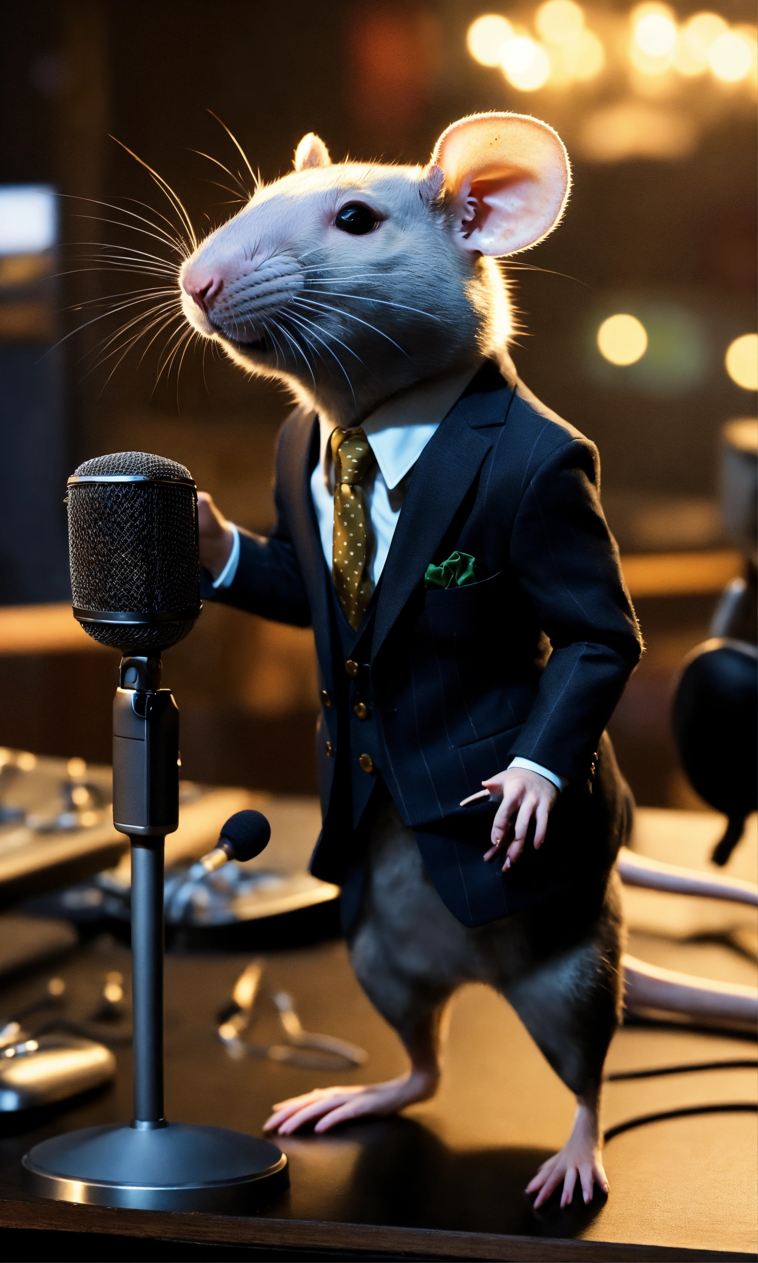 Lexica - Close up image of a rat, tilted to the right of a standing rat ...