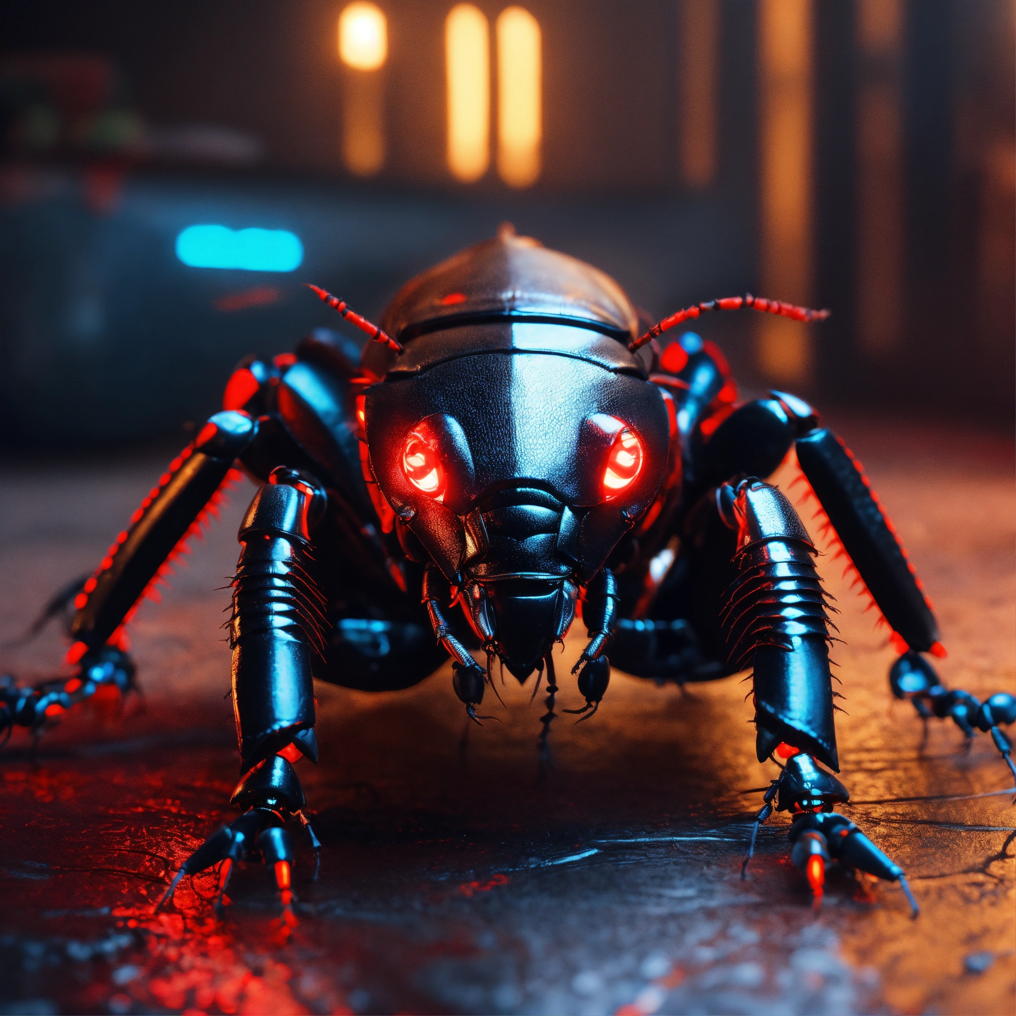 Lexica - Group of 3 black cockroach faced humanoids with red glowing ...